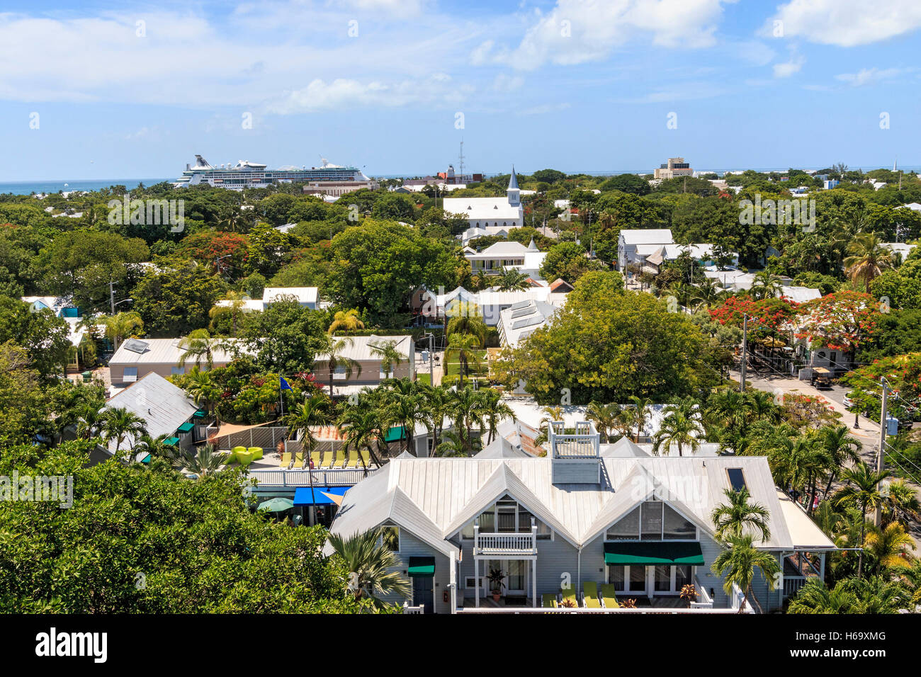 View from the top of the Key West Lighthouse museum, built in 1848. It ...