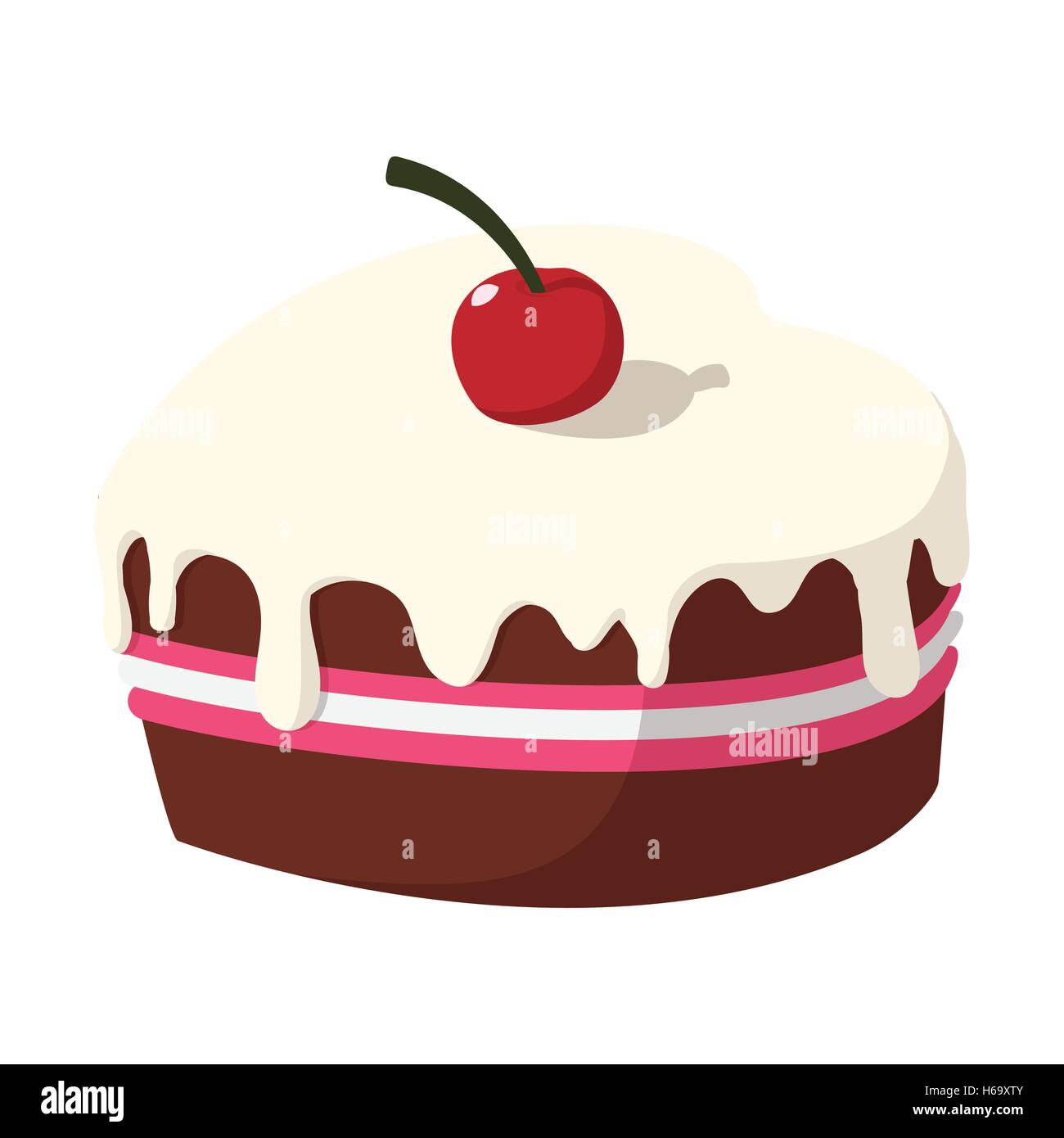 Chocolate cake with cherry cartoon icon Stock Vector Image & Art - Alamy