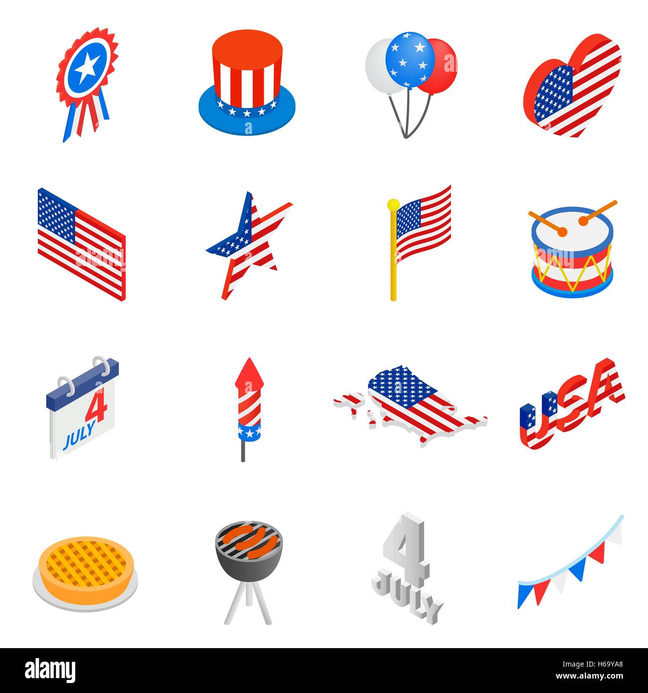 Independence day isometric 3d icons Stock Vector Image & Art - Alamy