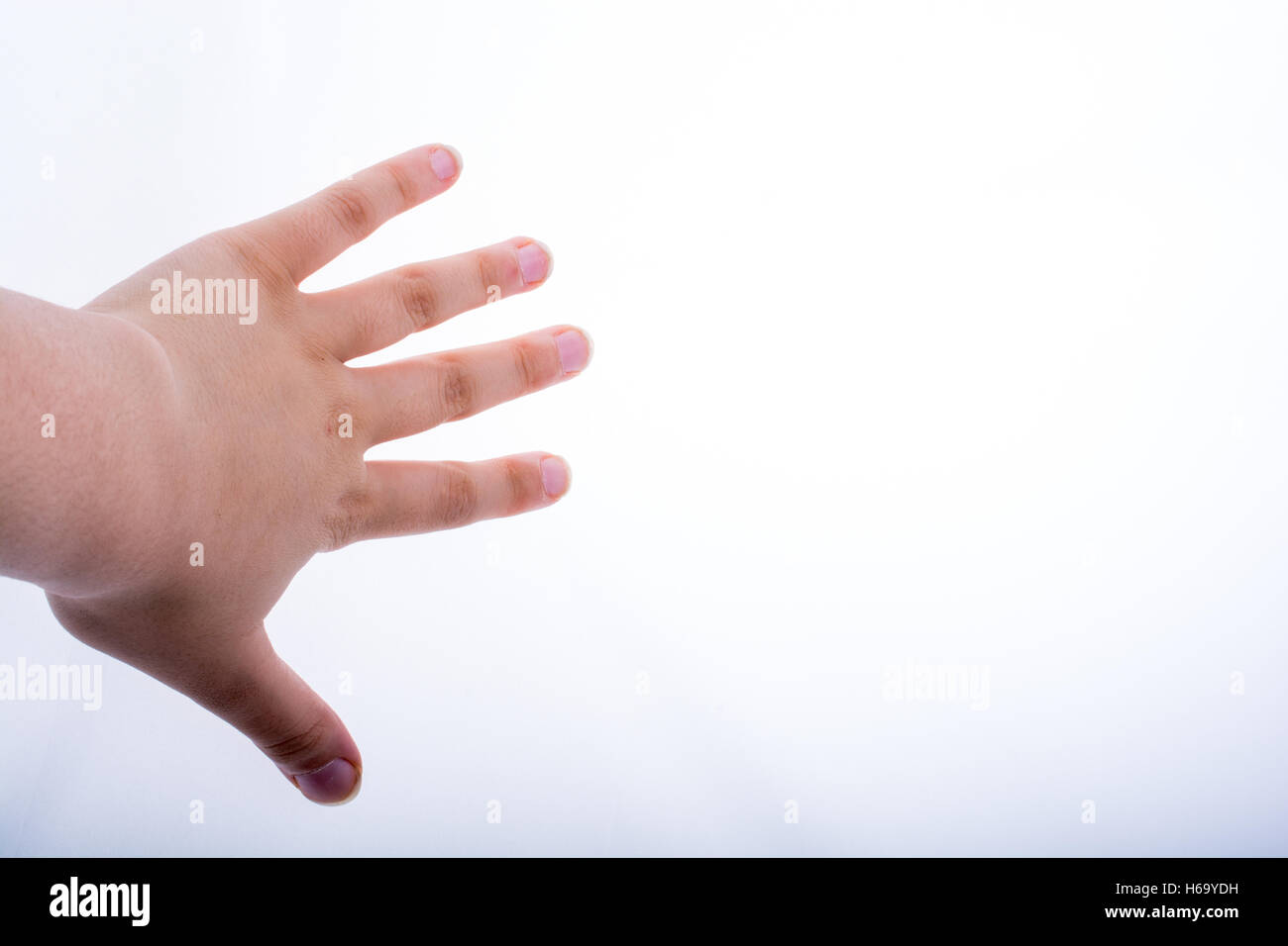 Hand open for a gesture isolated on white background Stock Photo - Alamy