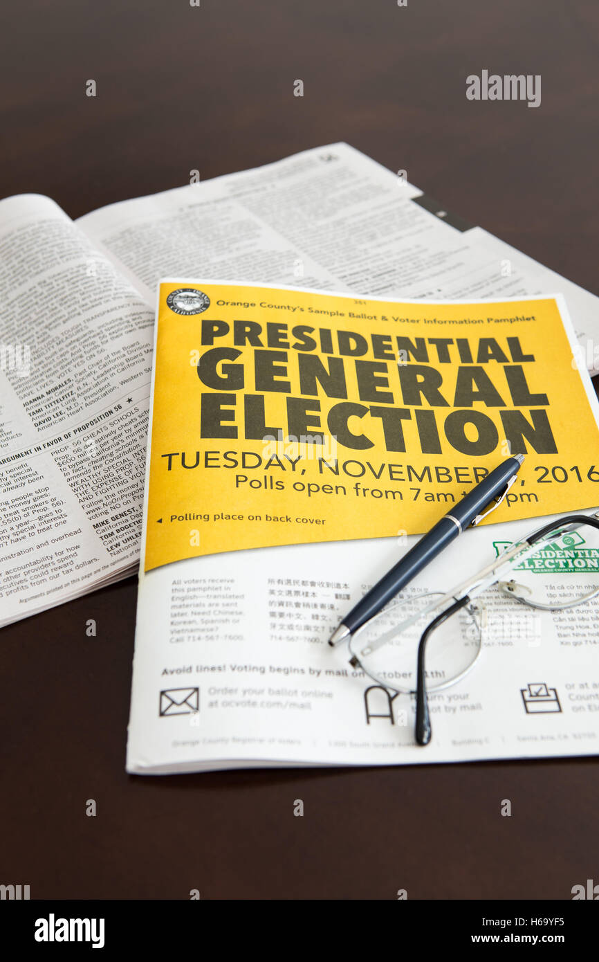 2016 USA Presidential general election sample ballot and voter ...