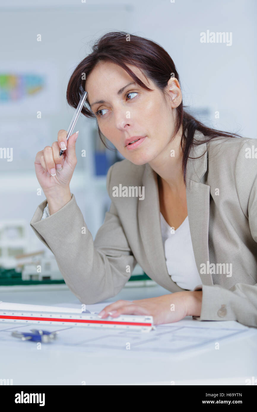 business woman thinking Stock Photo - Alamy