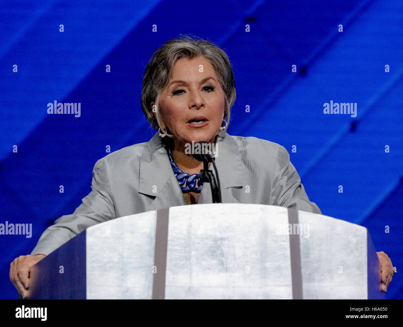 Senator Barbara Boxer (D-CA) addresses the Democratic National ...