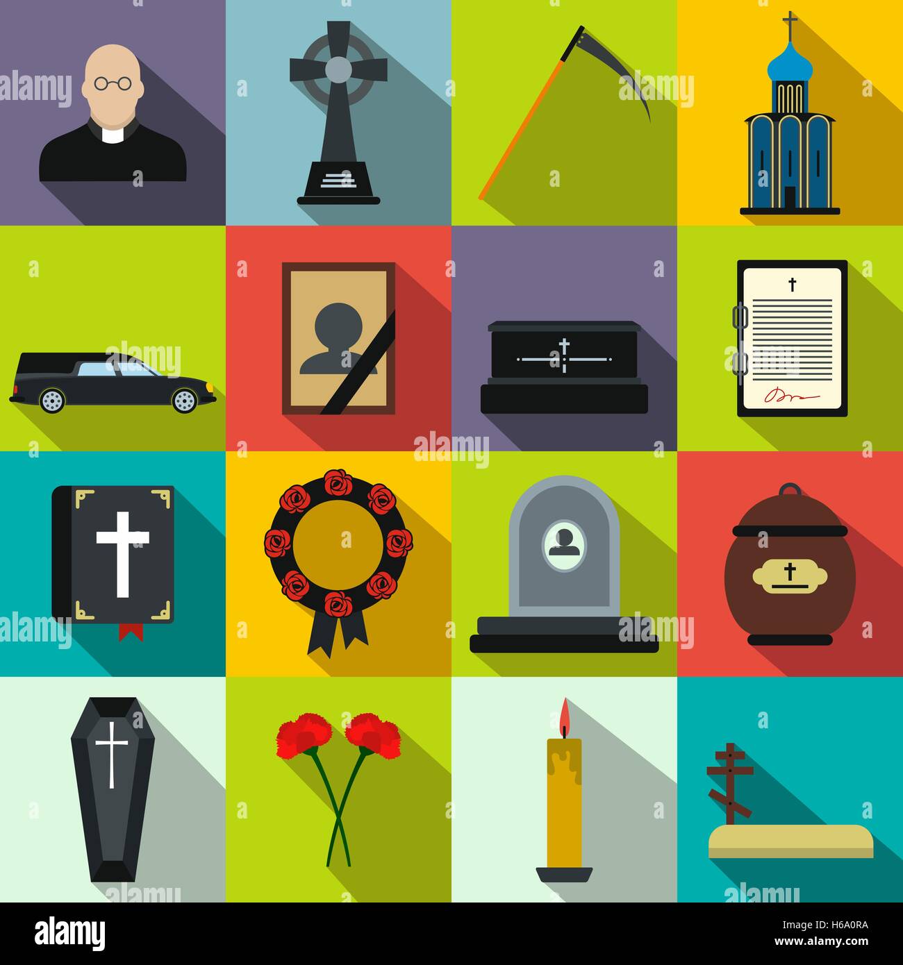 Funeral and burial flat icons Stock Vector Image & Art - Alamy