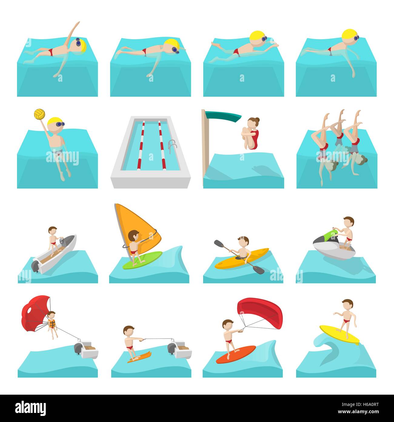 Water sport cartoon icons Stock Vector Image & Art - Alamy