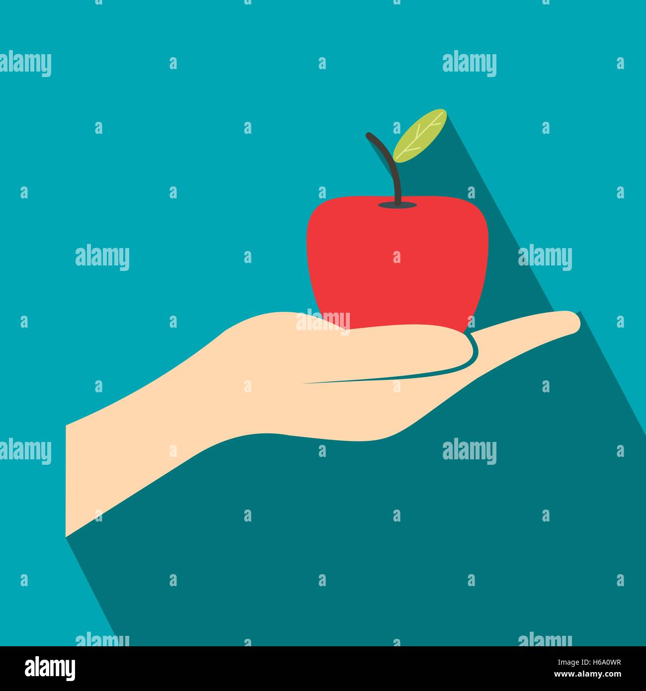 A hand giving a red apple flat icon Stock Vector Image & Art - Alamy