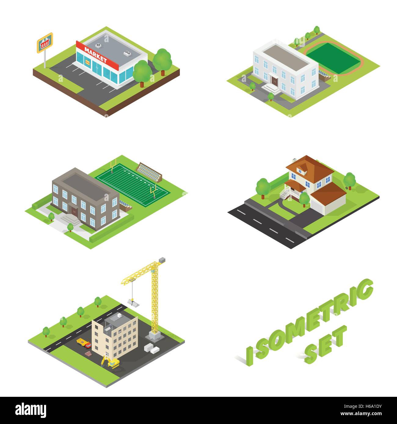 Isometric buildings icons set Stock Vector Image & Art - Alamy