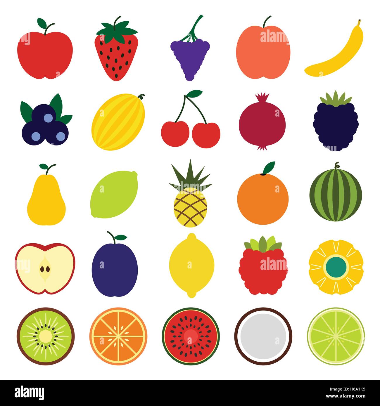 Fruits flat icons Stock Vector Image & Art - Alamy
