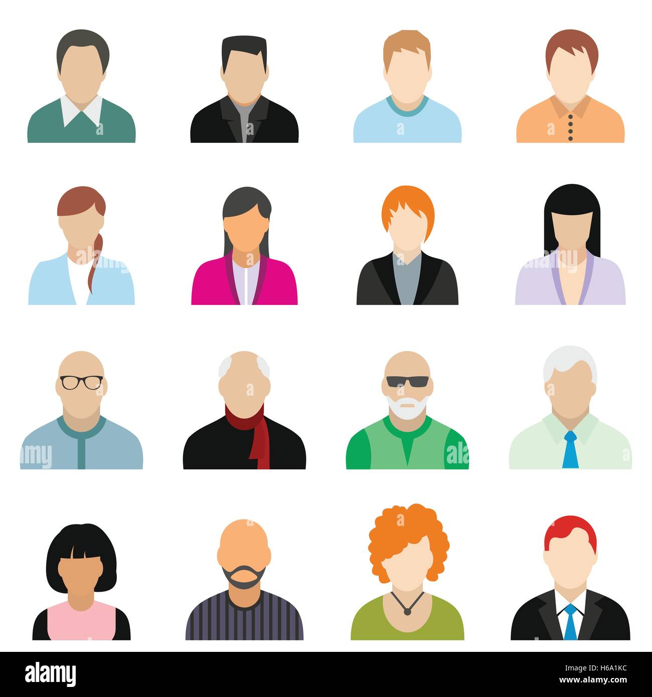 16 characters flat icons set Stock Vector Image & Art - Alamy
