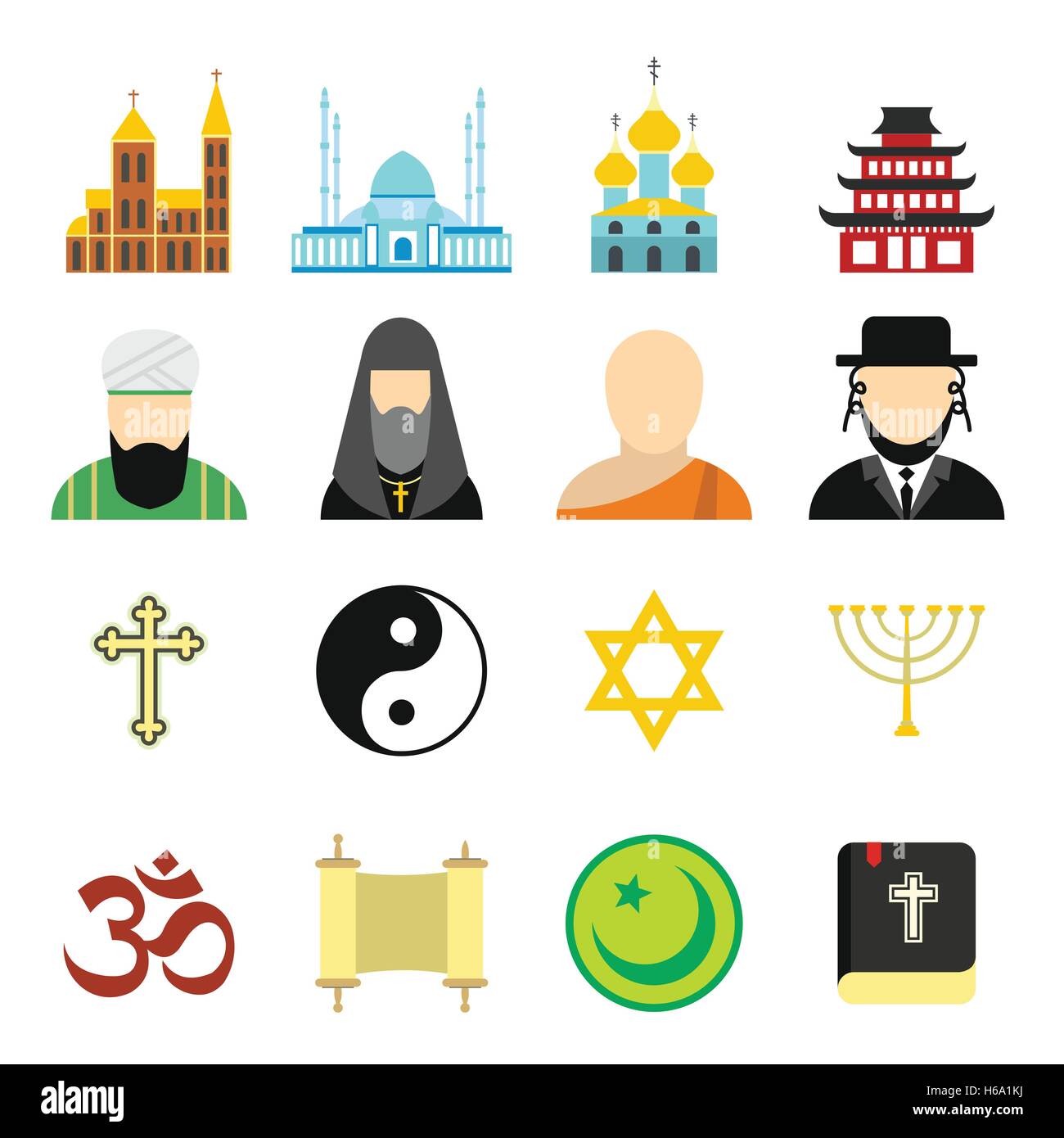 Religion flat icons set Stock Vector Image & Art - Alamy