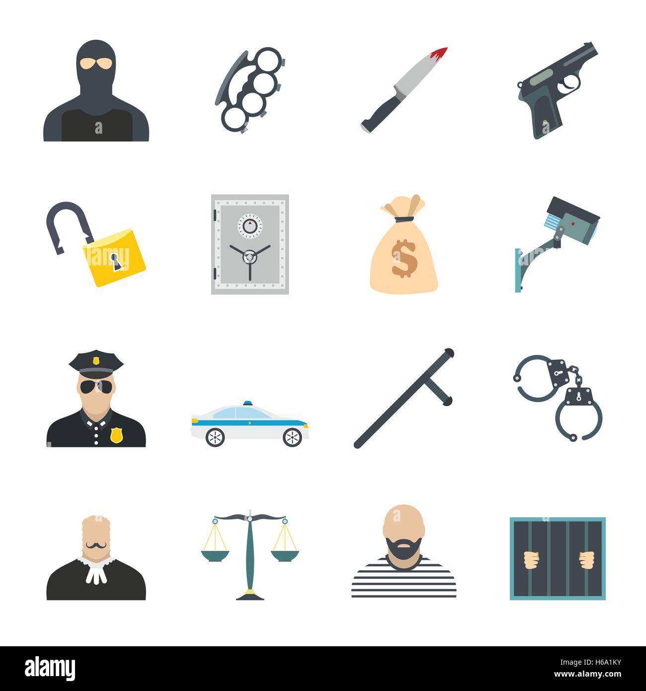 Crime flat icons Stock Vector Image & Art - Alamy