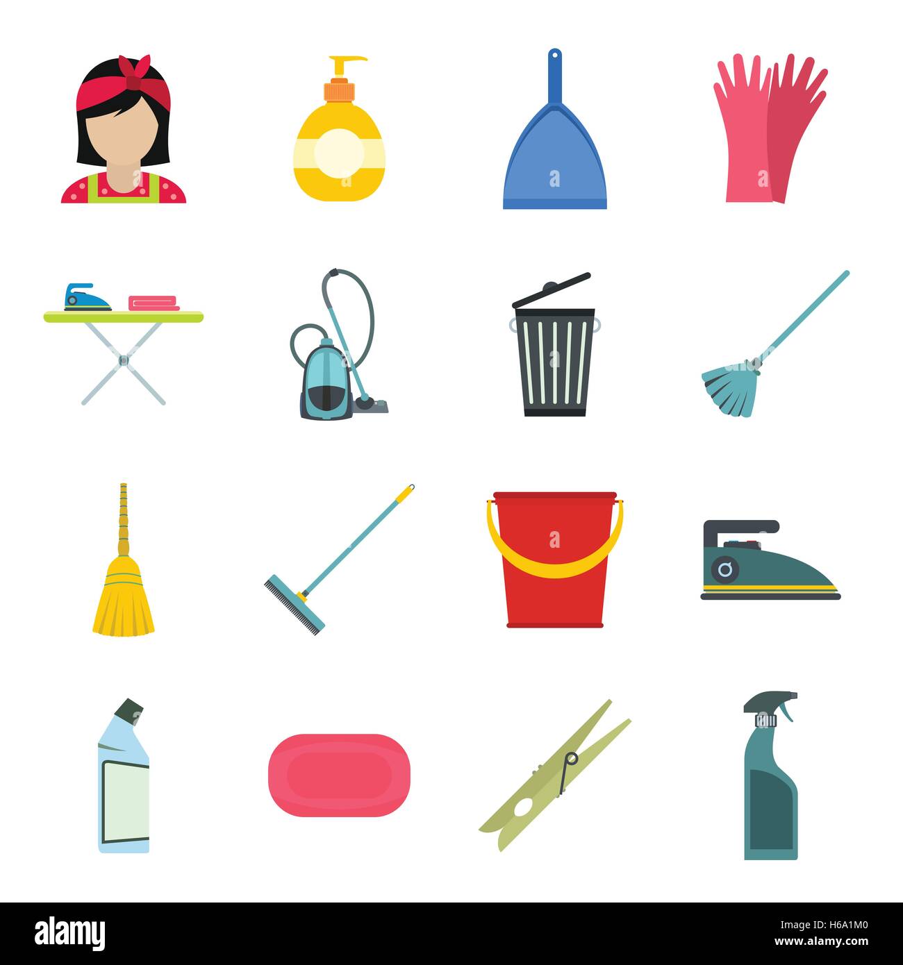 Cleaning flat icons Stock Vector Image & Art - Alamy