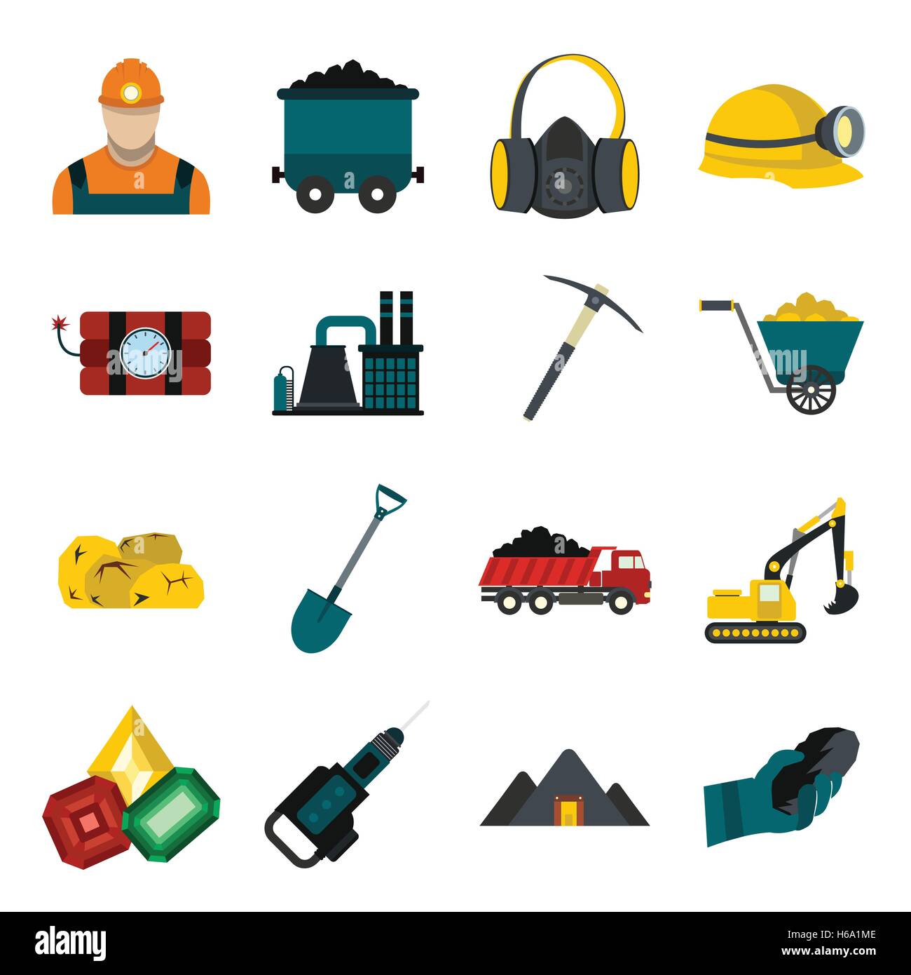 Mining icons flat set Stock Vector Image & Art - Alamy