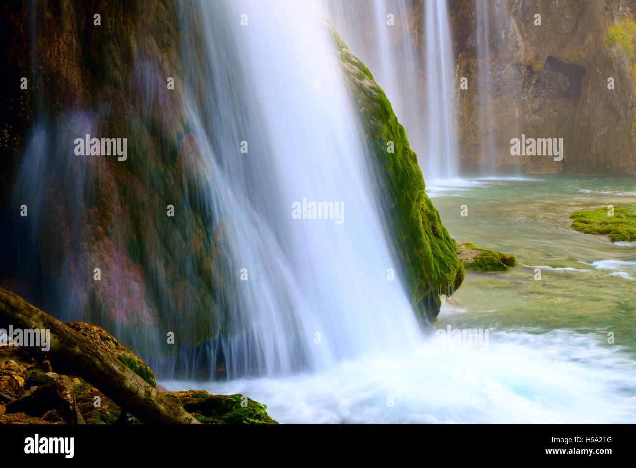 Beautiful waterfall at Plitvice National Park in Croatia Stock Photo ...