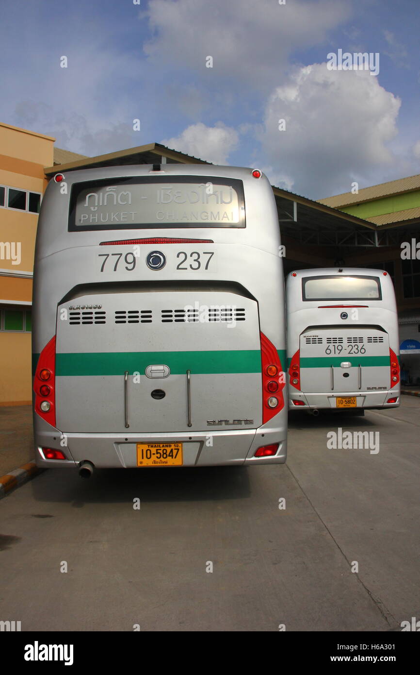 Greenbus company bus route Phuket and Chiangmai Stock Photo - Alamy
