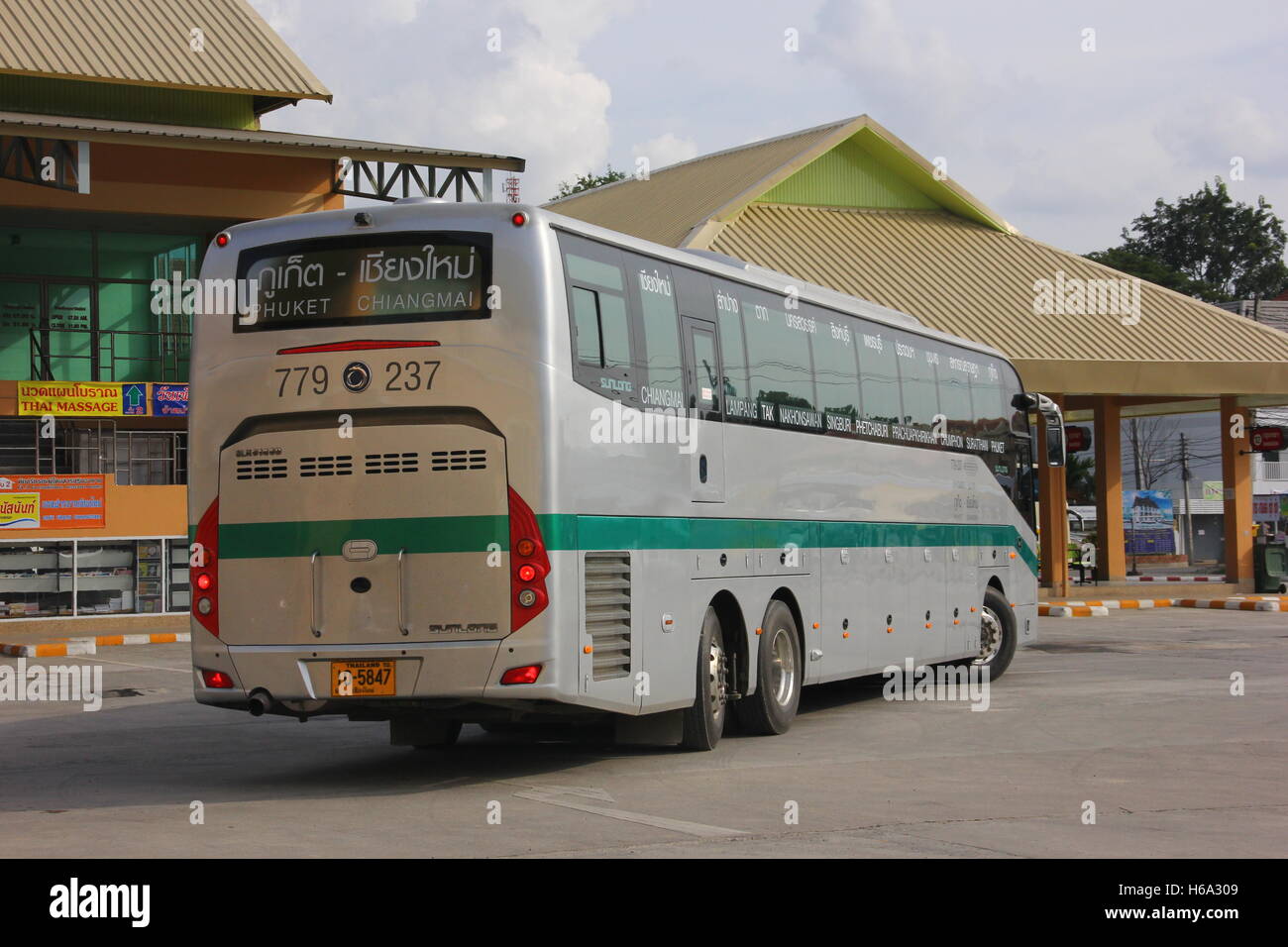 Greenbus company bus route Phuket and Chiangmai Stock Photo - Alamy