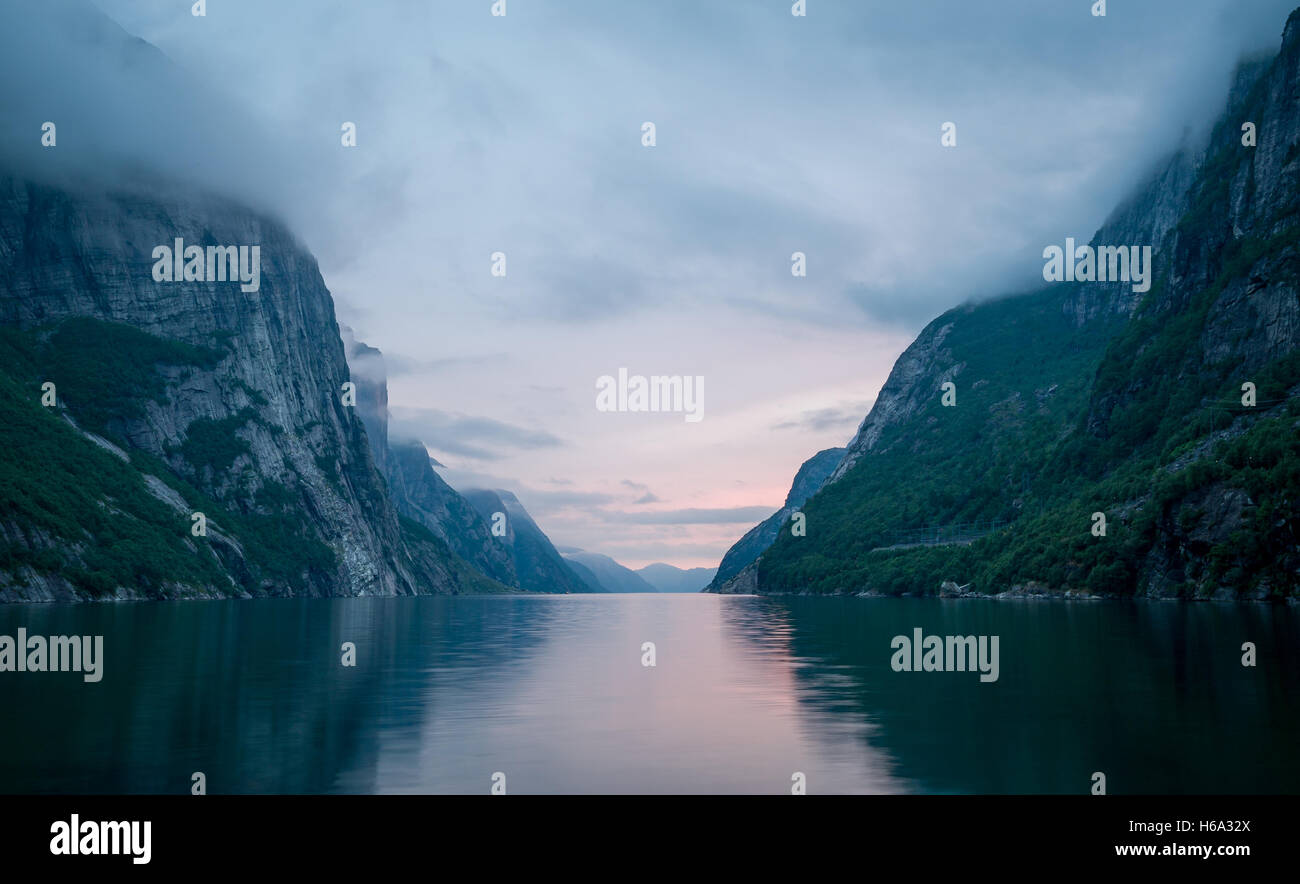 Night landscape of Lysefjord. Norway fjords scenics Stock Photo - Alamy