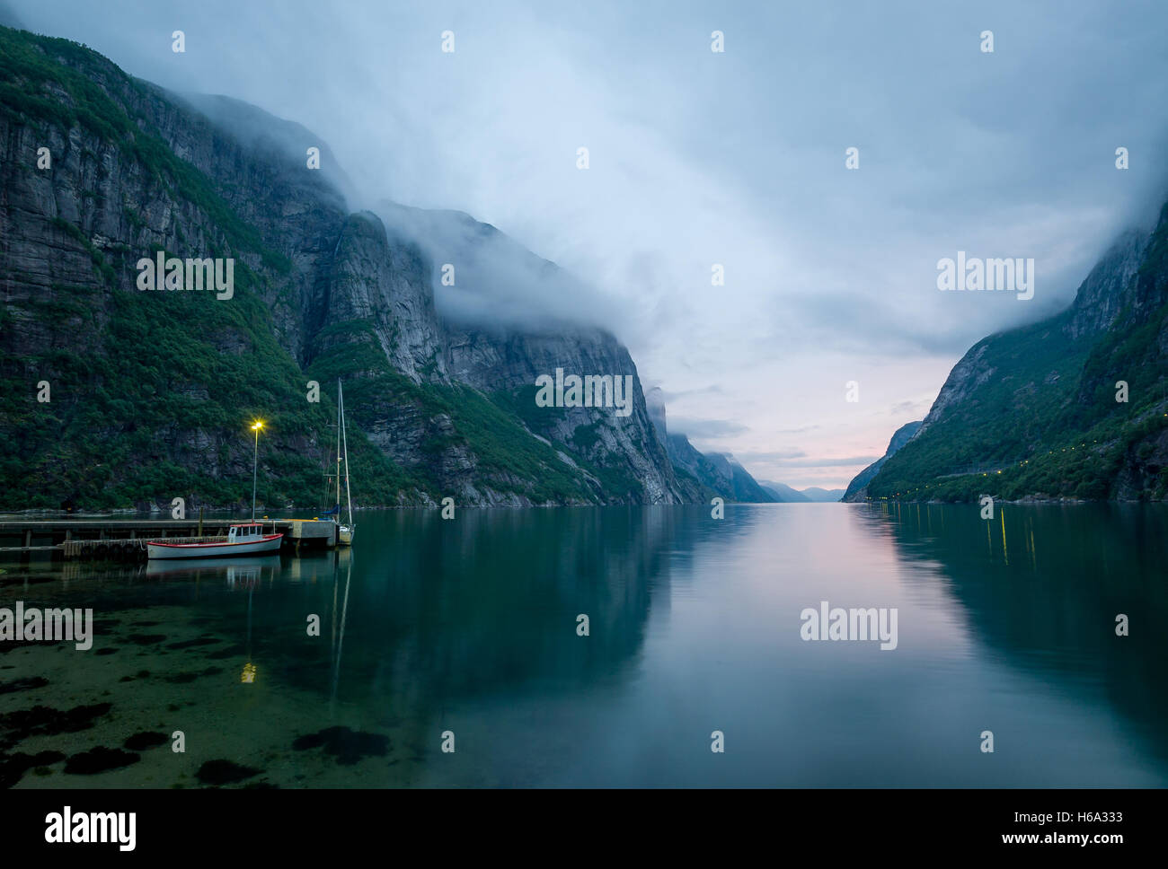 Night landscape of beautiful Norway fjord Stock Photo - Alamy