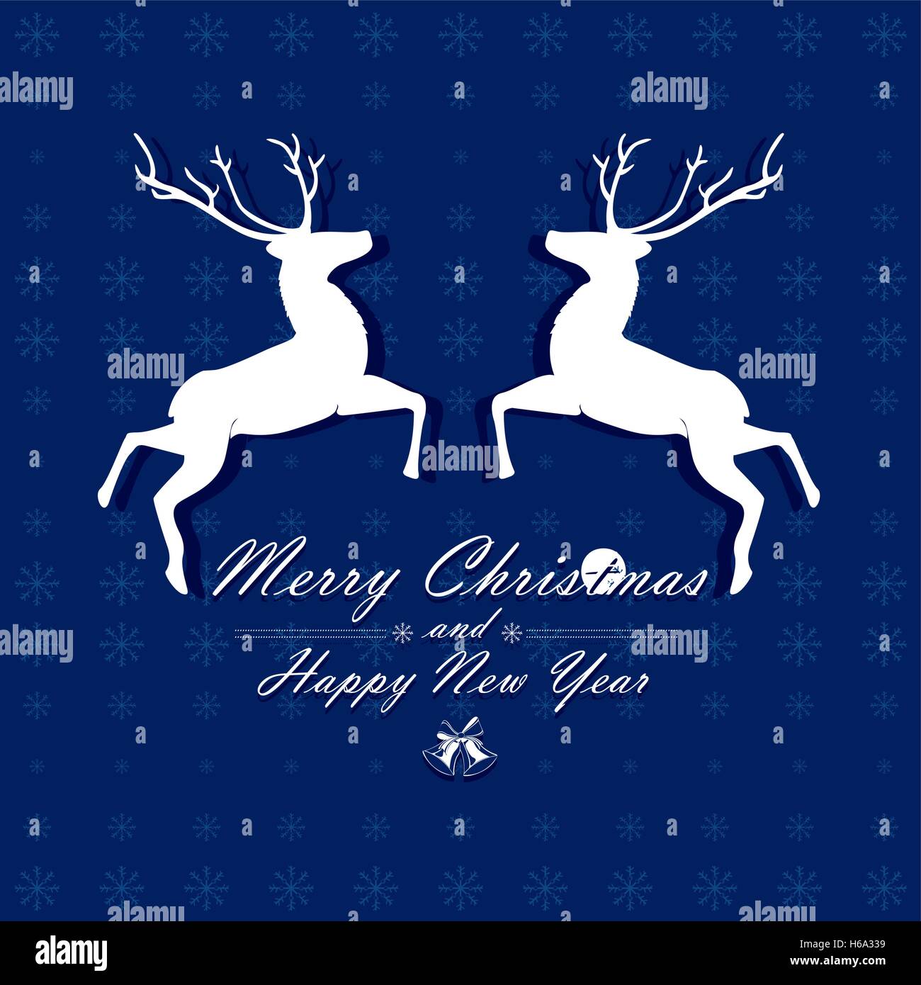 Happy New Year, Christmas, snow, reindeer, flake, vector, year ...