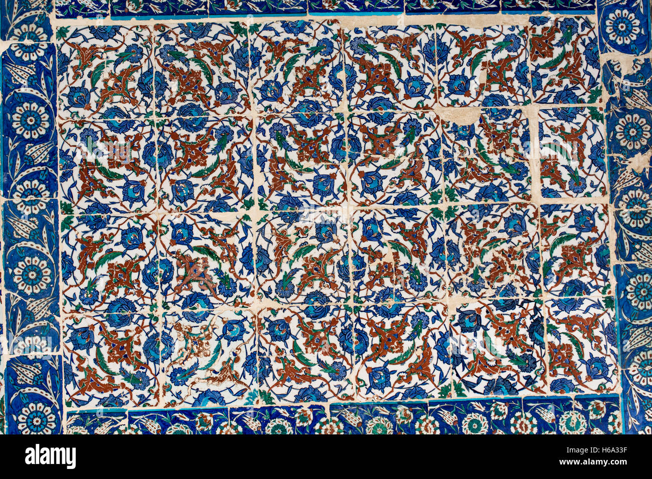 Ancient Ottoman time Handmade Turkish Tiles with floral patterns Stock ...