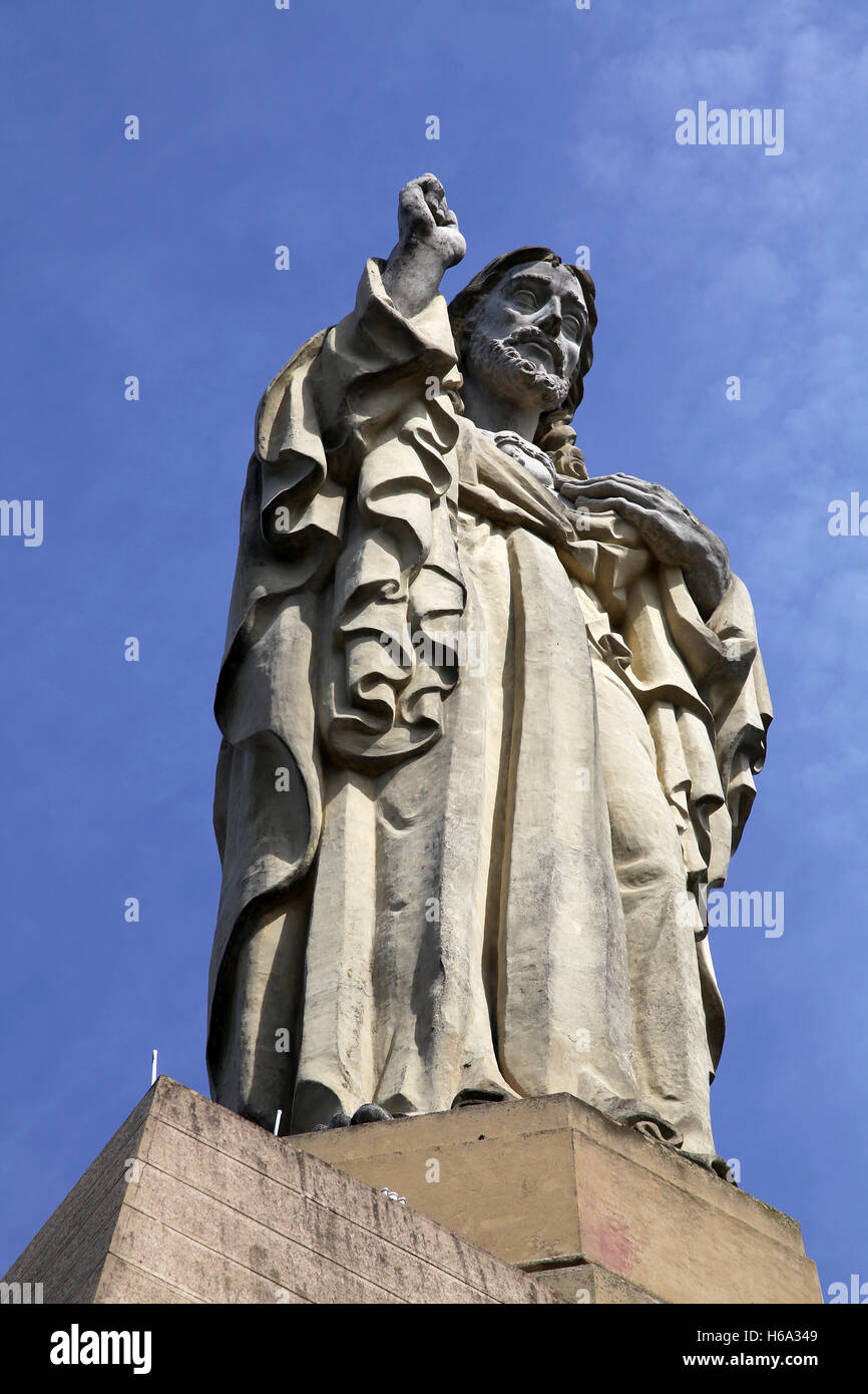 Statue of Christ Monte Urgull San Sebastian Old Town Donostia Basque country Spain Stock Photo ...