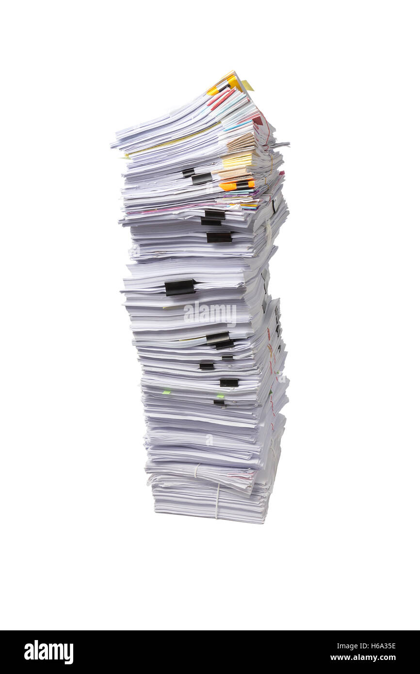Stack of business papers isolated on white background Stock Photo - Alamy
