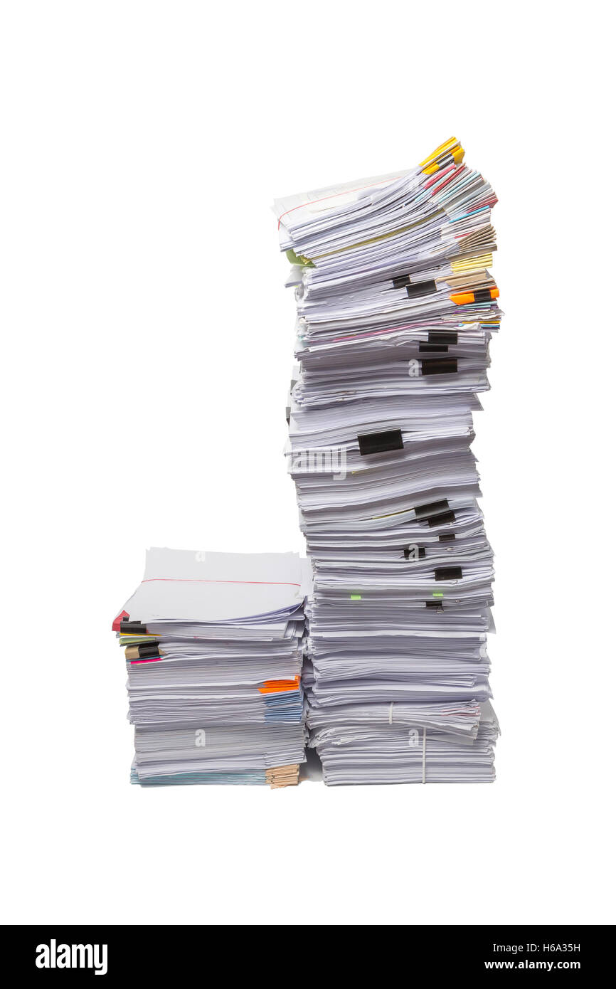 Stack of business papers isolated on white background Stock Photo - Alamy