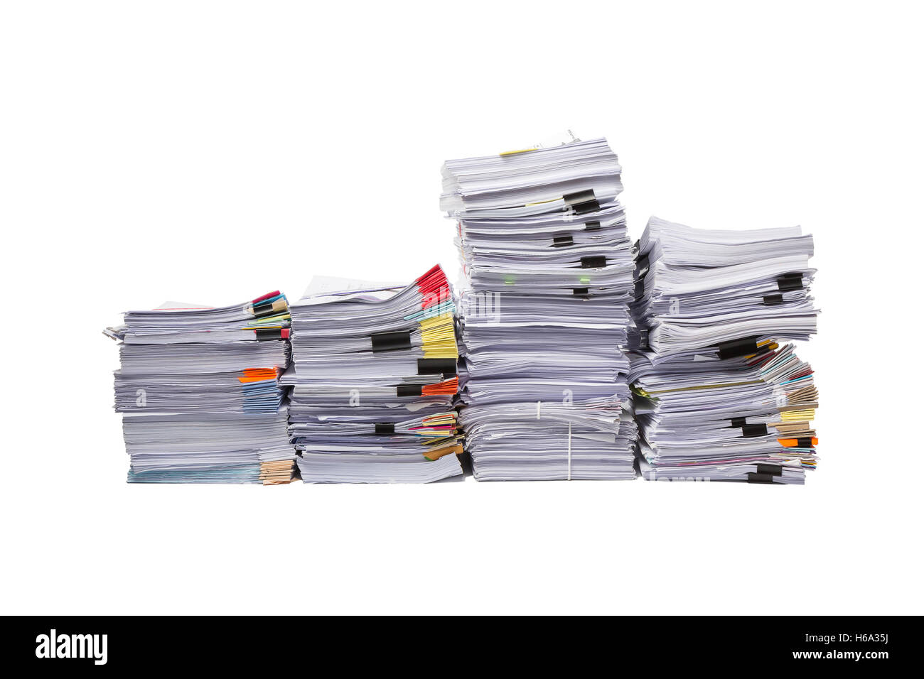 Stack of business papers isolated on white background Stock Photo - Alamy