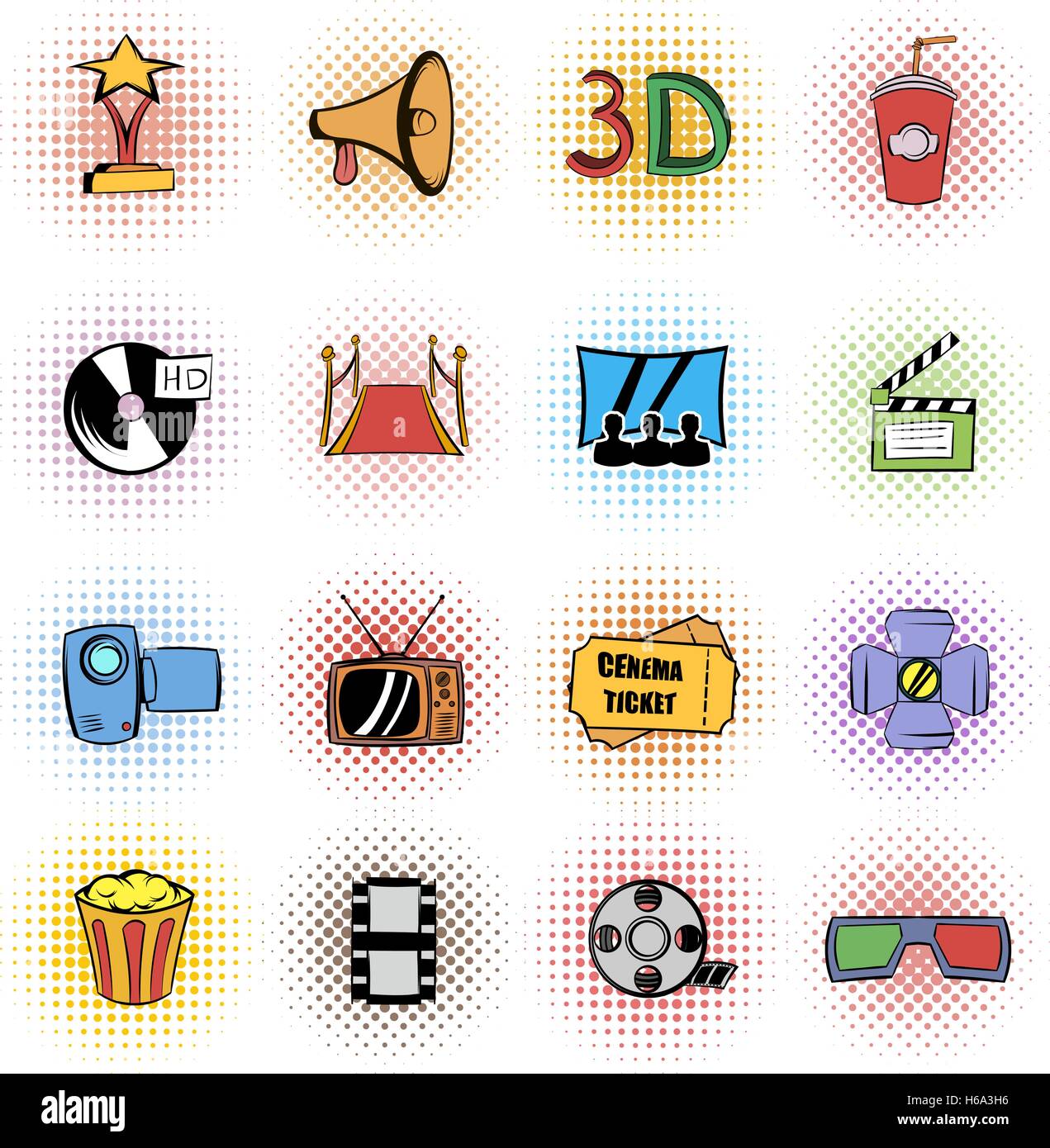Cinema comics icons set Stock Vector Image & Art - Alamy