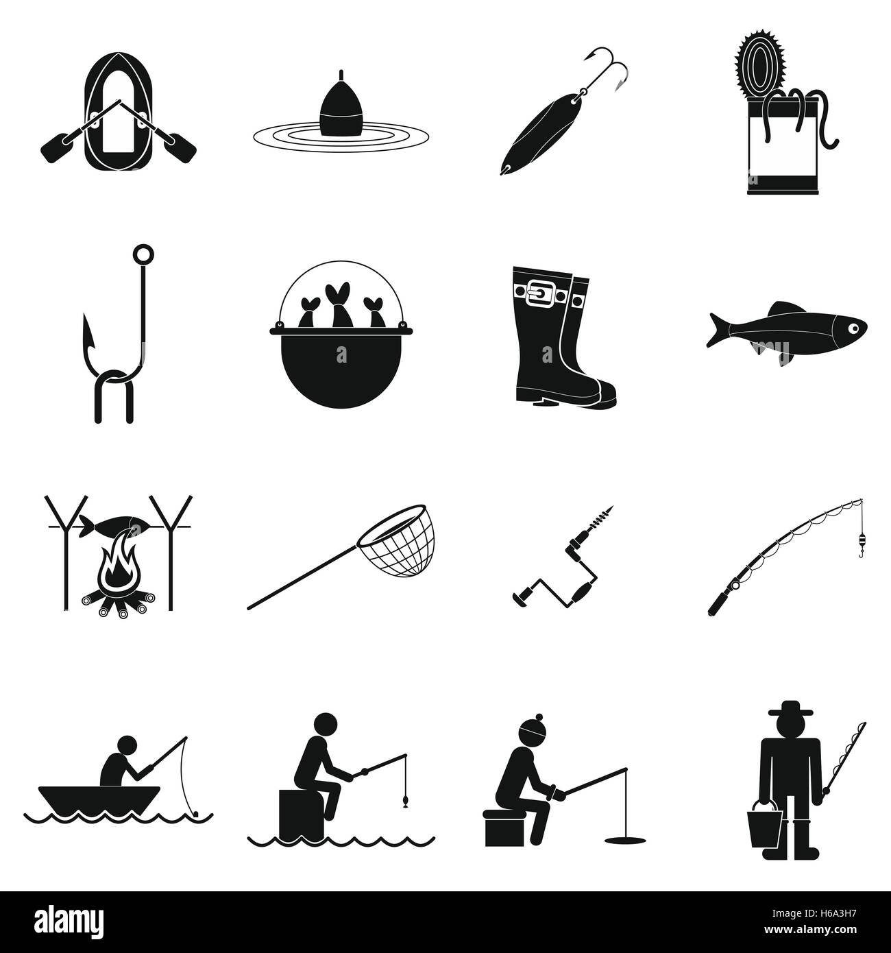 Rod reel icon simple Black and White Stock Photos & Images - Alamy
