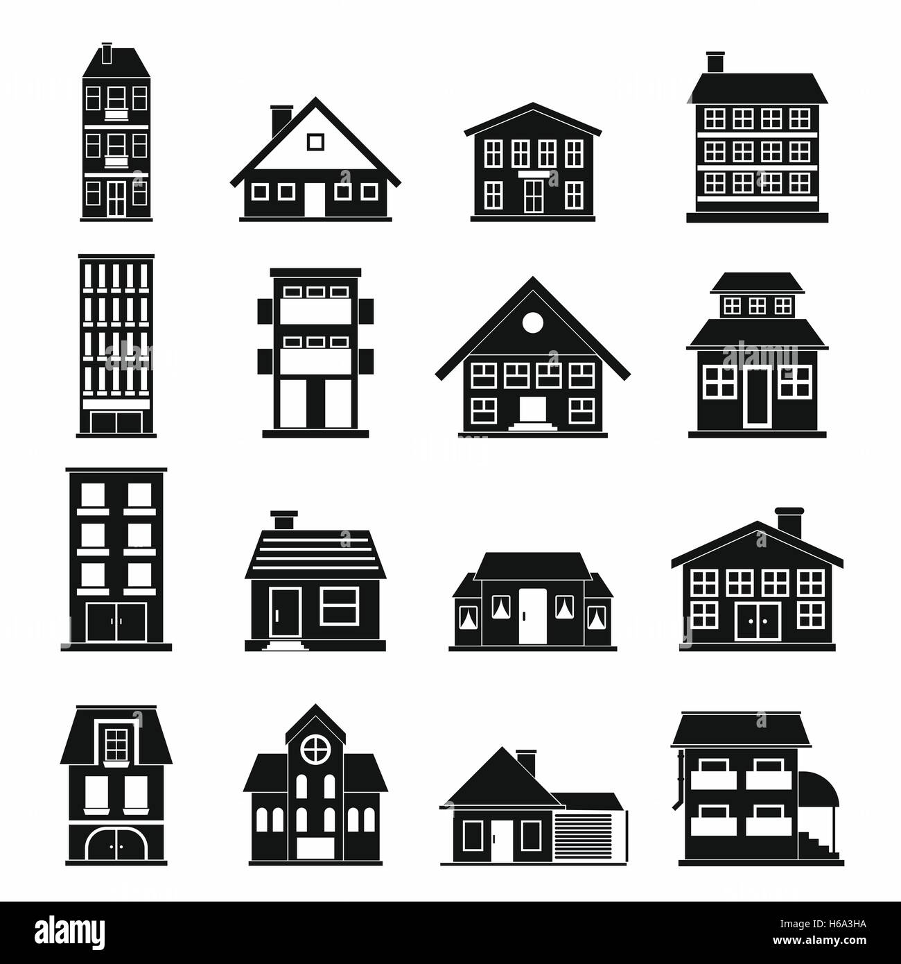 Houses black simple icons set Stock Vector Image & Art - Alamy