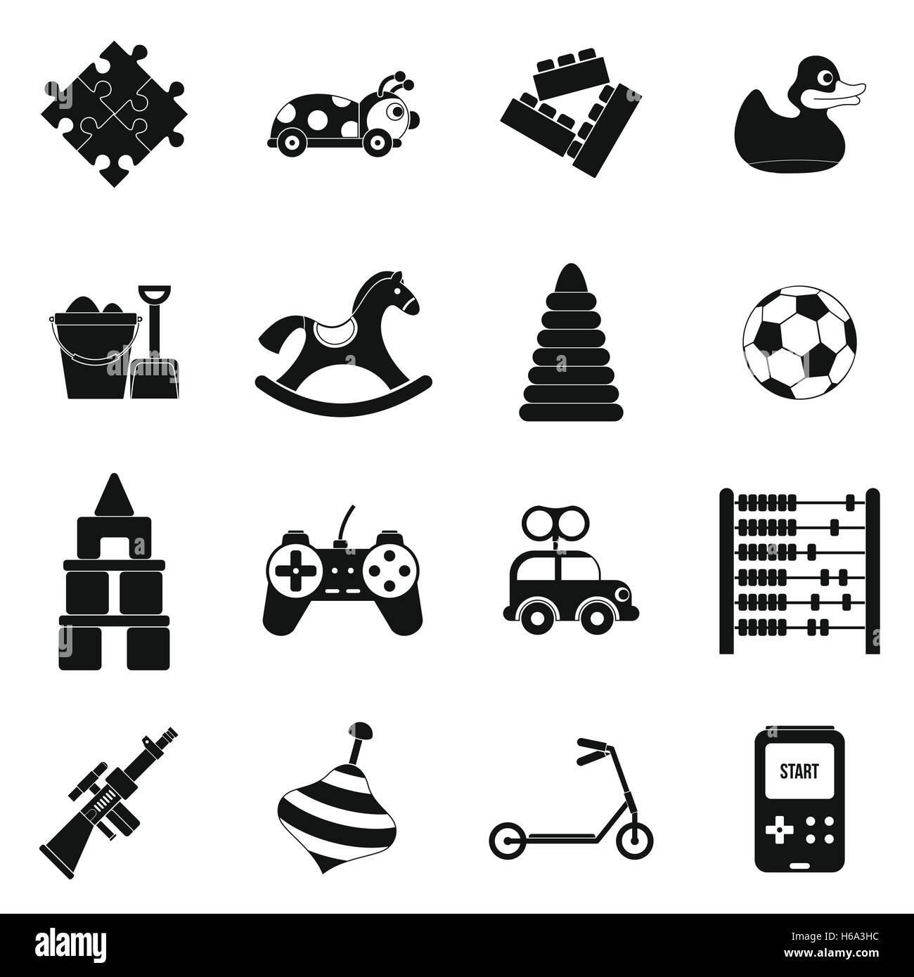 Toys black simple icons set Stock Vector Image & Art - Alamy