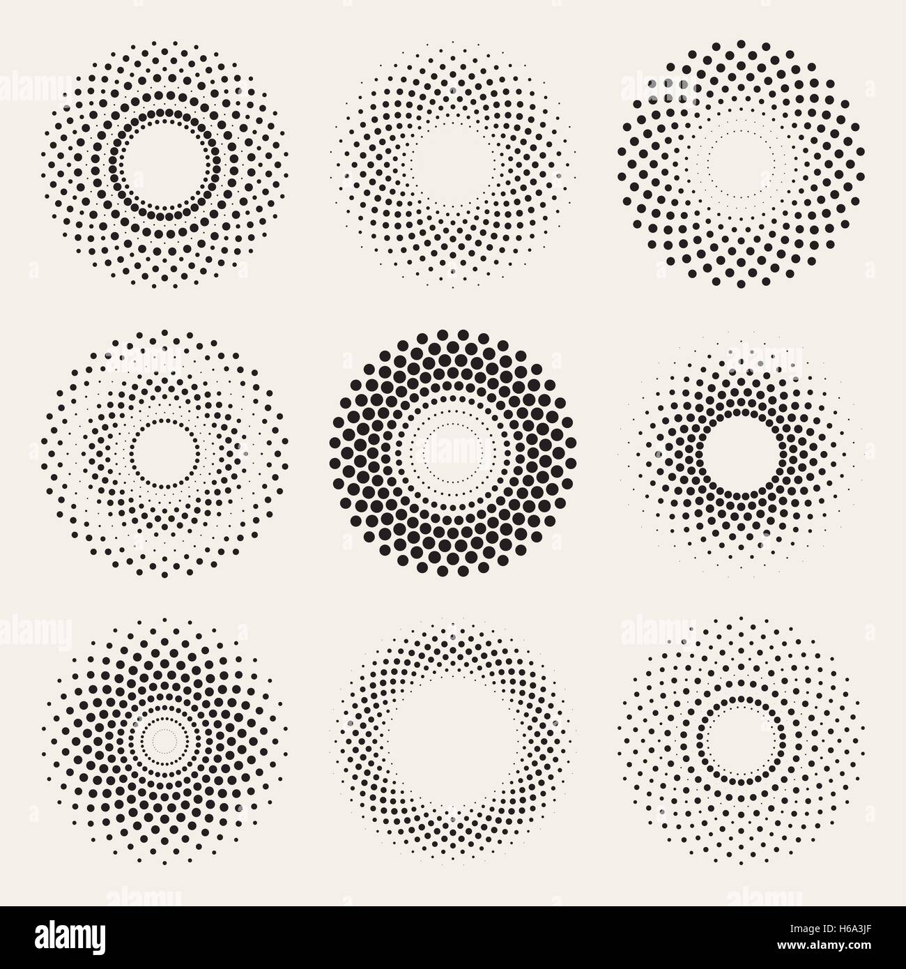 Vector Radial Gradient Halftone Sunburst Circle Shape Stippling Design ...