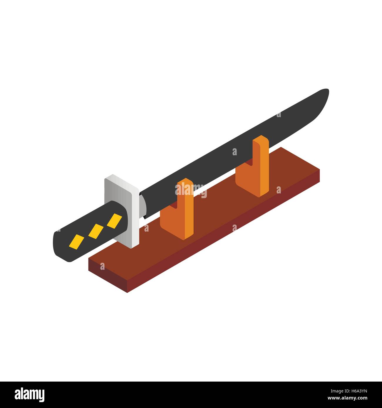 Katana on a wooden stand isometric 3d icon Stock Vector Image & Art - Alamy