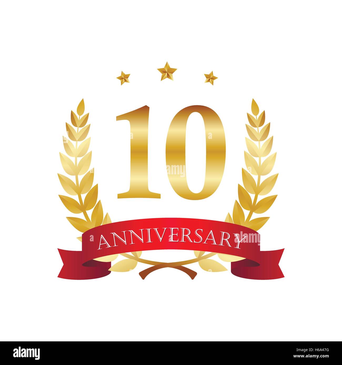 10 years anniversary golden label with ribbons Stock Vector Image & Art ...