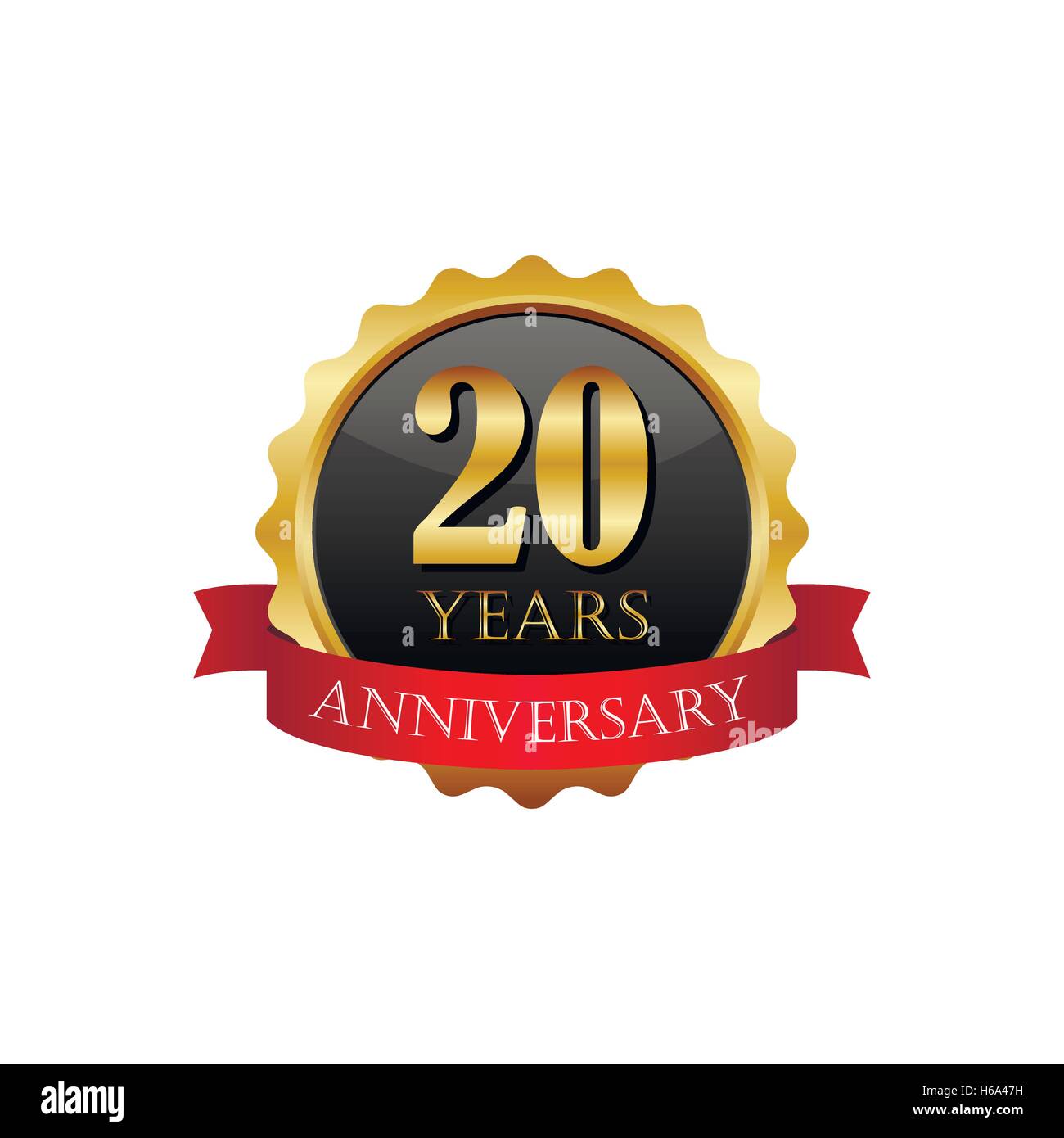 20 years anniversary golden label with ribbons Stock Vector Image & Art ...