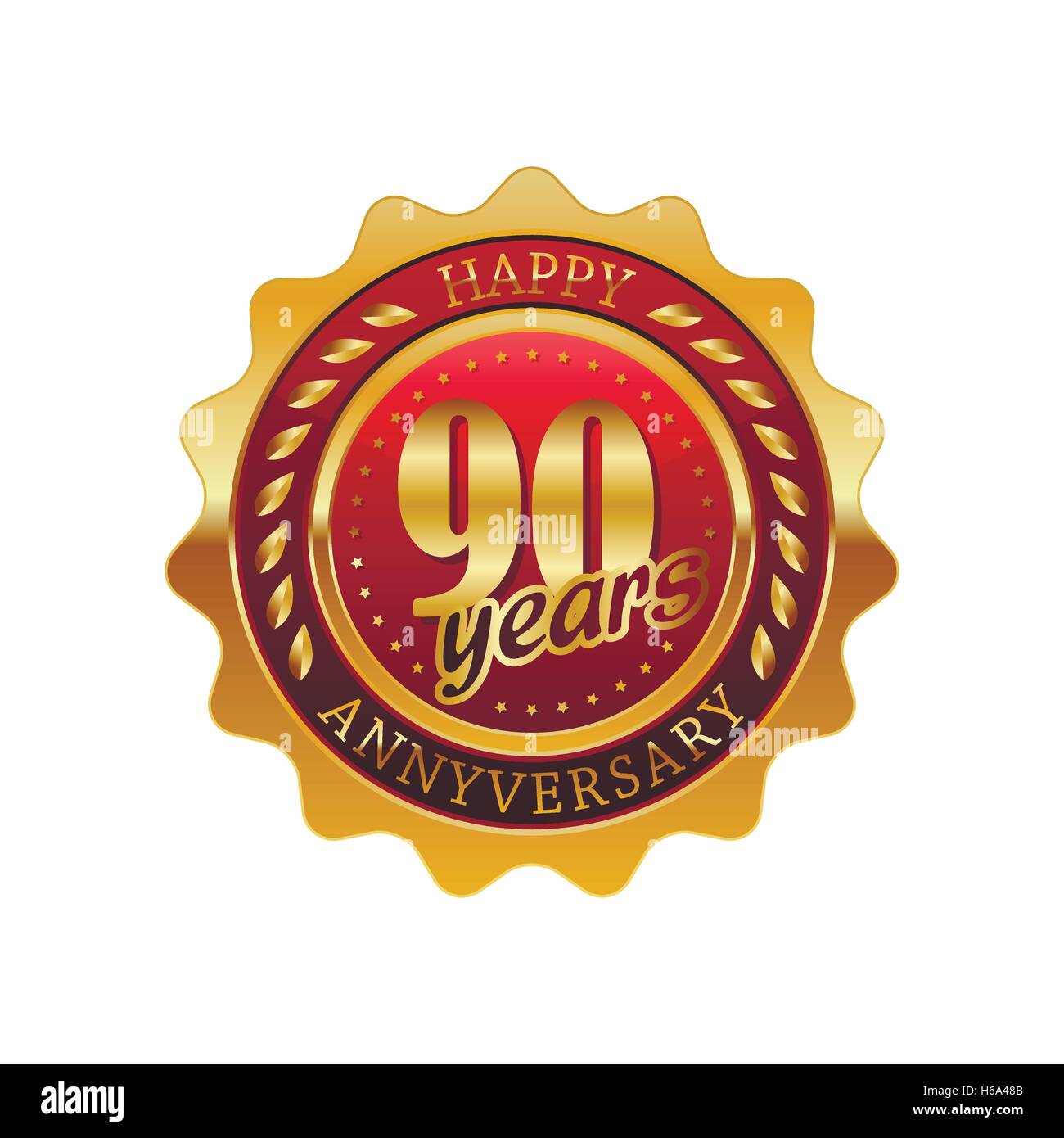 90 years anniversary golden label Stock Vector Image & Art - Alamy