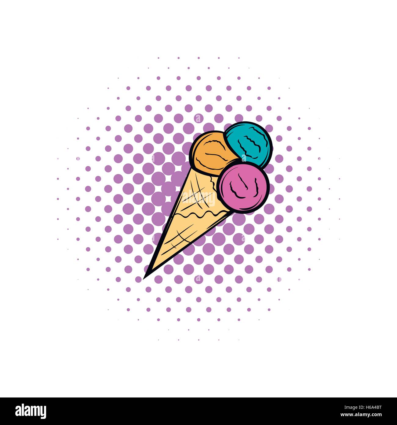 Mixed ice cream scoops in cone comics icon Stock Vector Image & Art - Alamy