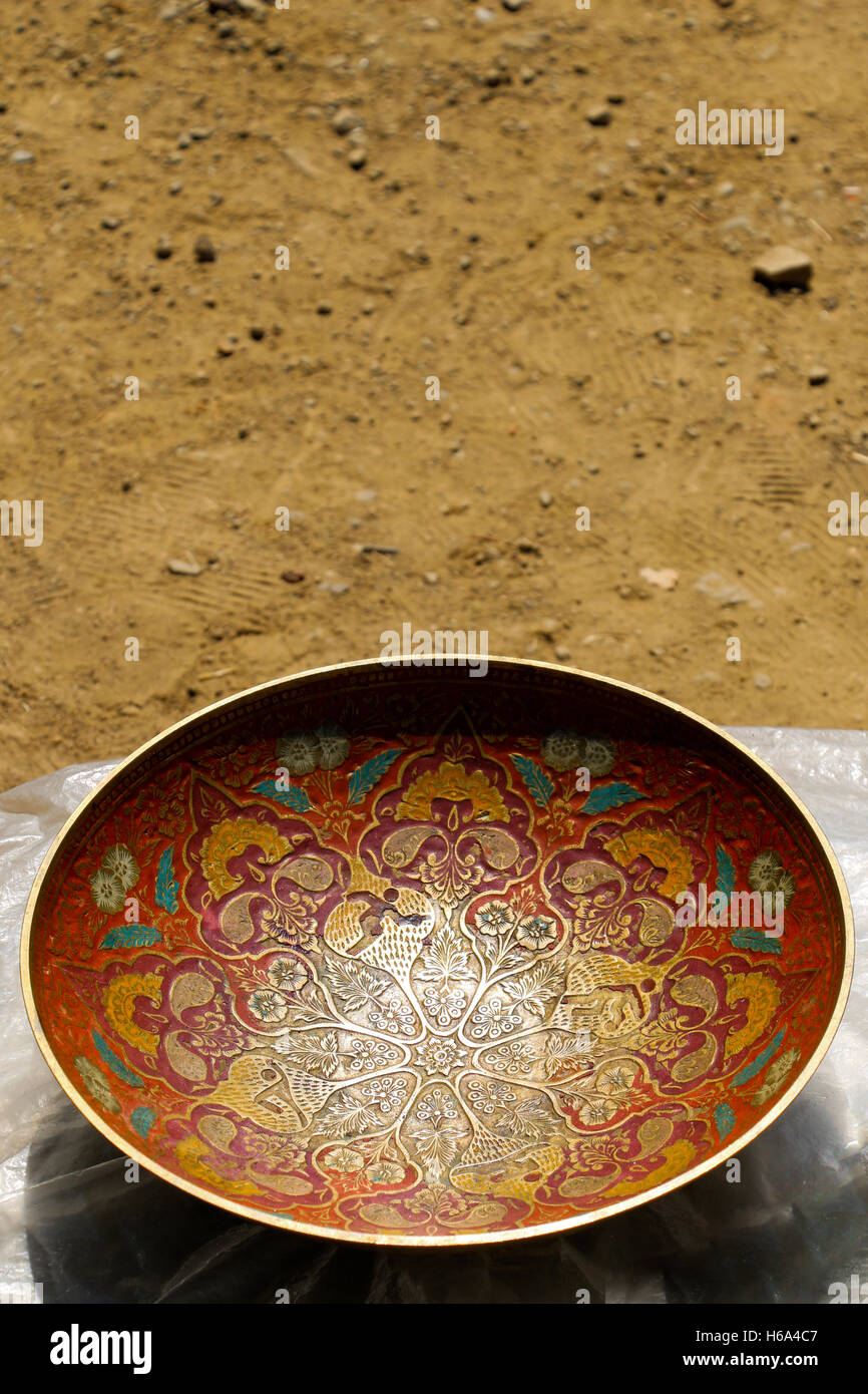 Antique decorative metallic traditional pattern plate Stock Photo - Alamy