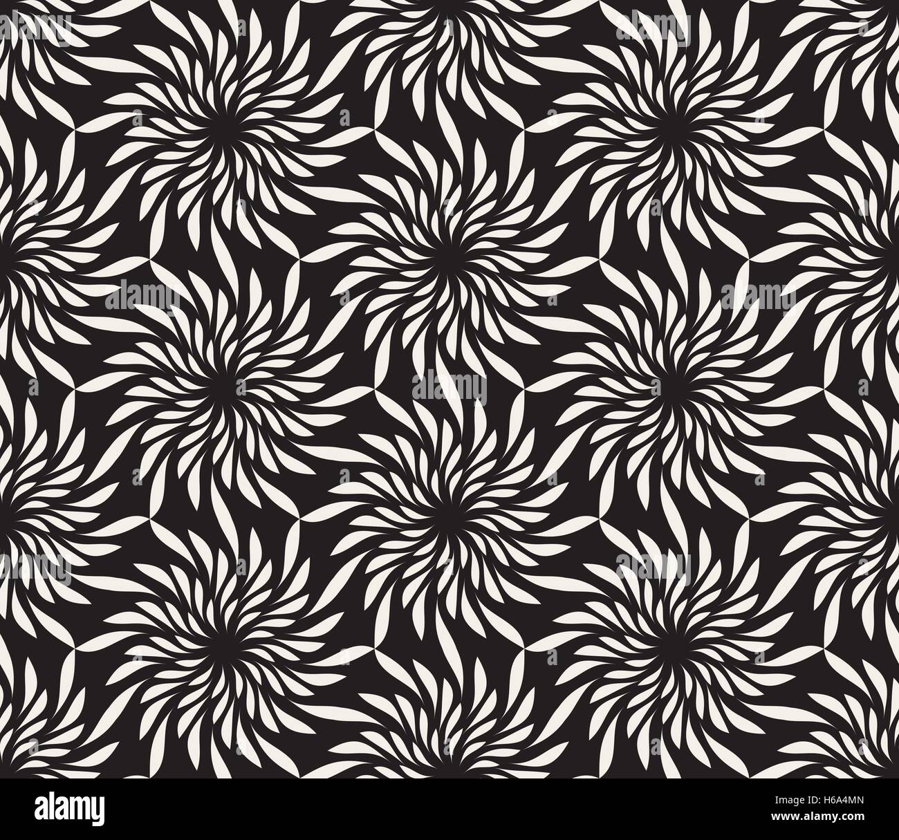 Vector Seamless Black and White Floral Twirl Pattern Stock Vector Image ...