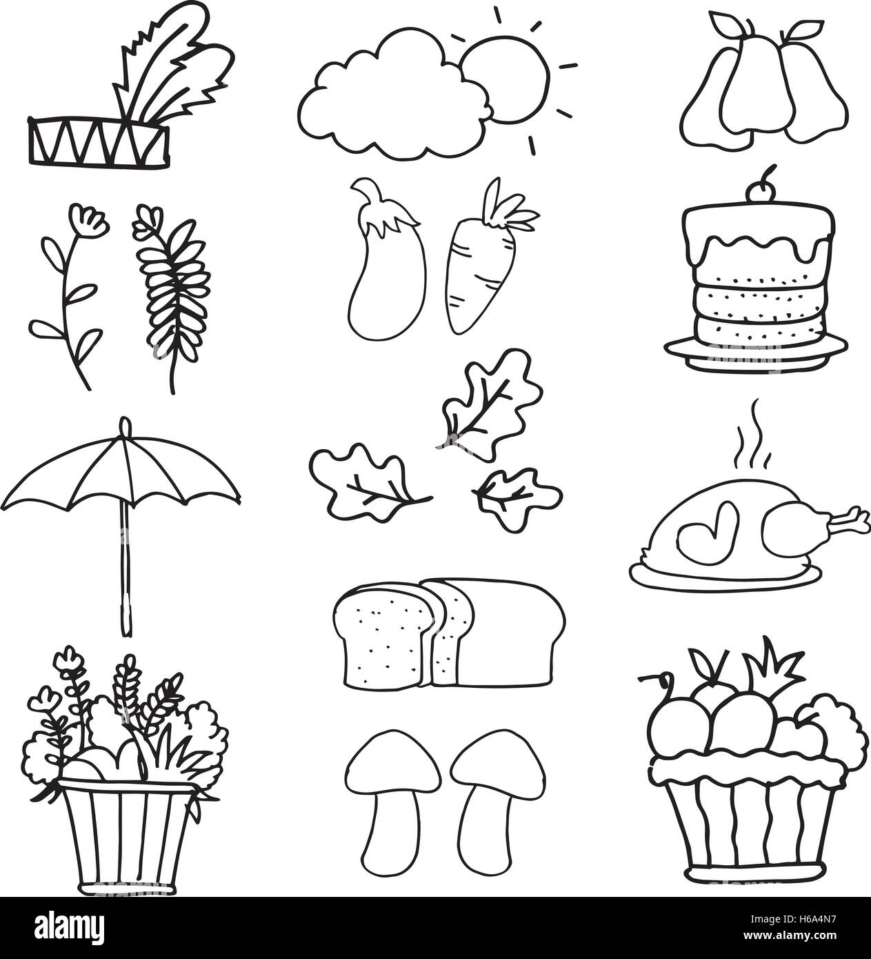 Doodle hand draw thanksgiving element Cut Out Stock Images & Pictures ...