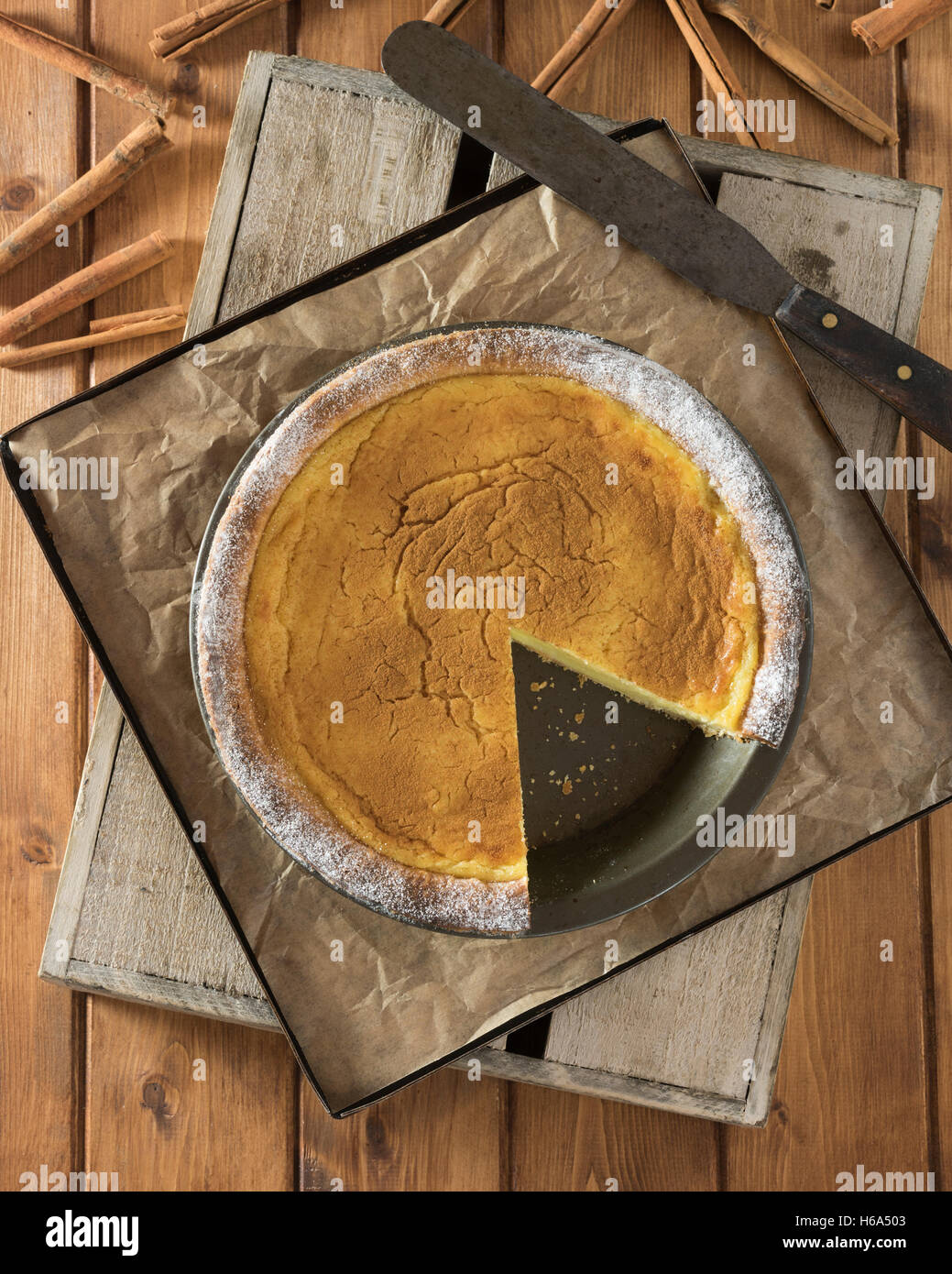 Melktert. South African milk tart Stock Photo - Alamy