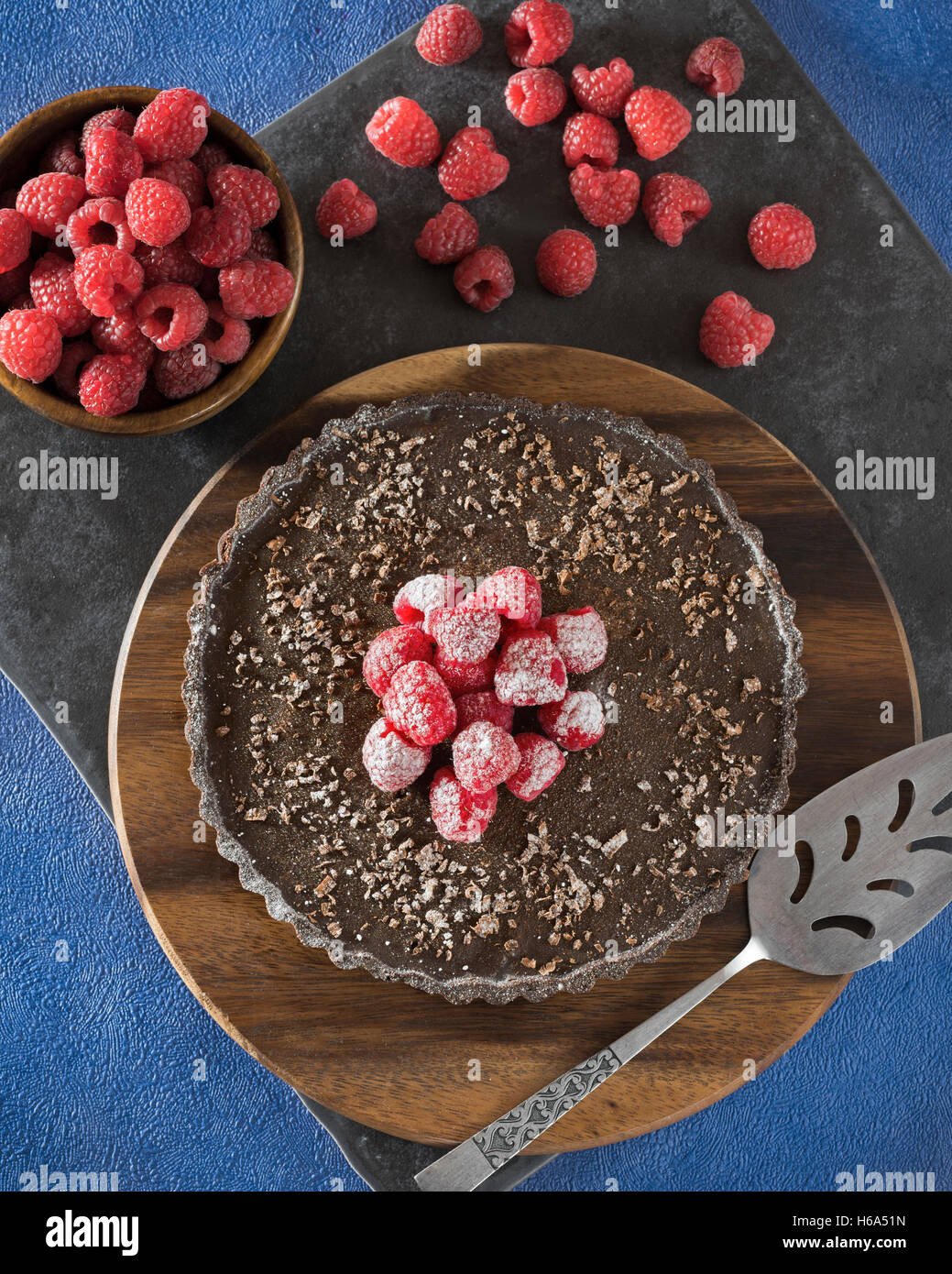 Chocolate and raspberry tart Stock Photo - Alamy