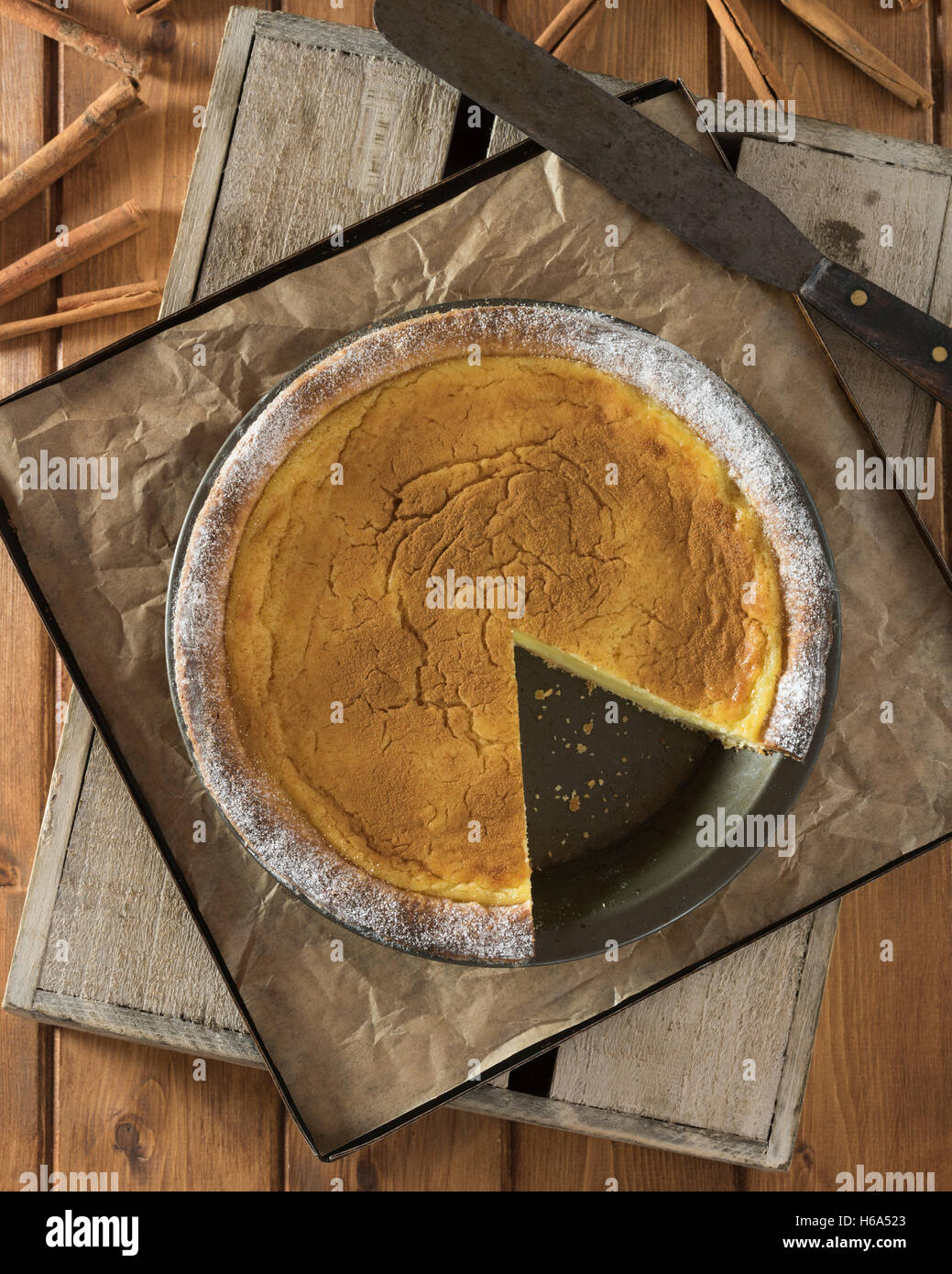 Melktert. South African milk tart Stock Photo - Alamy