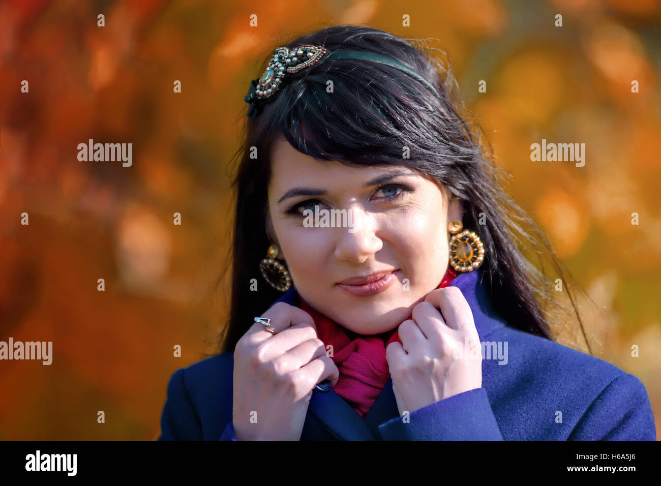 Woman and fall Stock Photo - Alamy