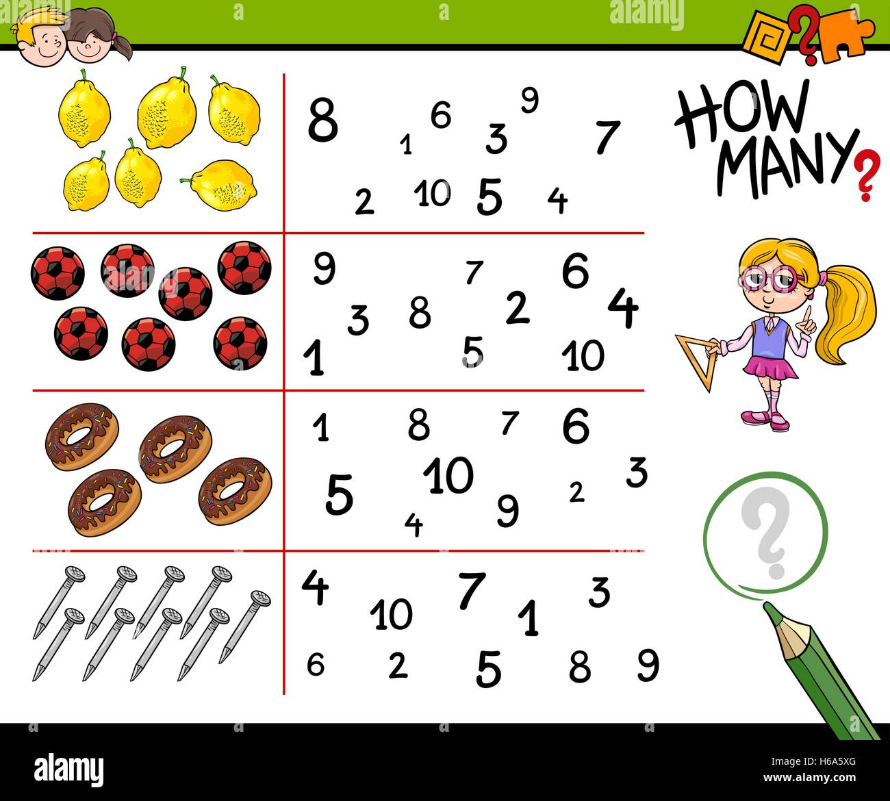 Cartoon Illustration of Educational Counting Activity Task for ...