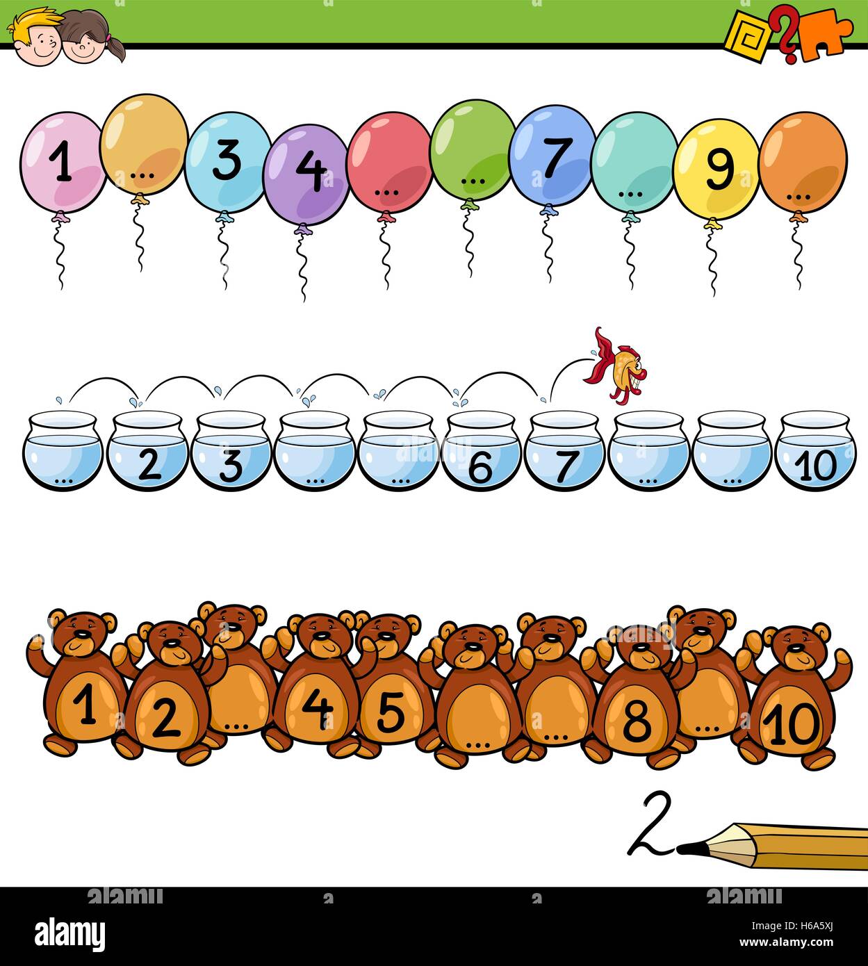 Cartoon Illustration of Educational Mathematical Activity for Children ...