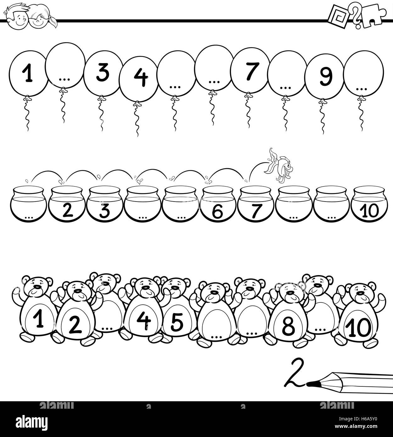 Black and White Cartoon Illustration of Educational Mathematical ...