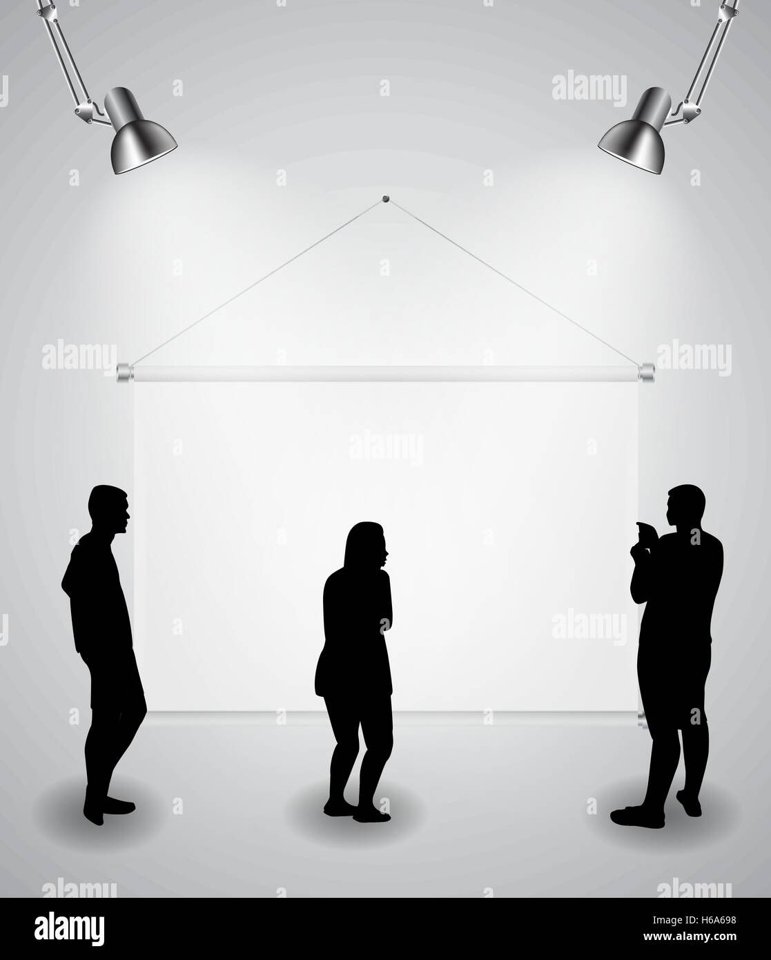 Silhouette of people in Background with Lighting Lamp and Frame Stock ...