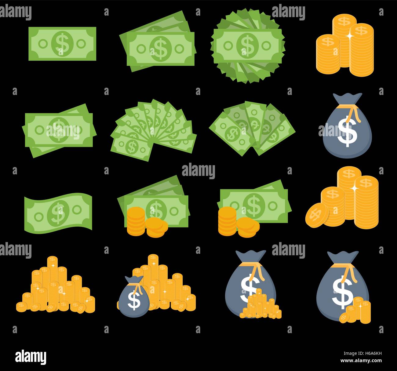 Us bills coins Stock Vector Images - Alamy
